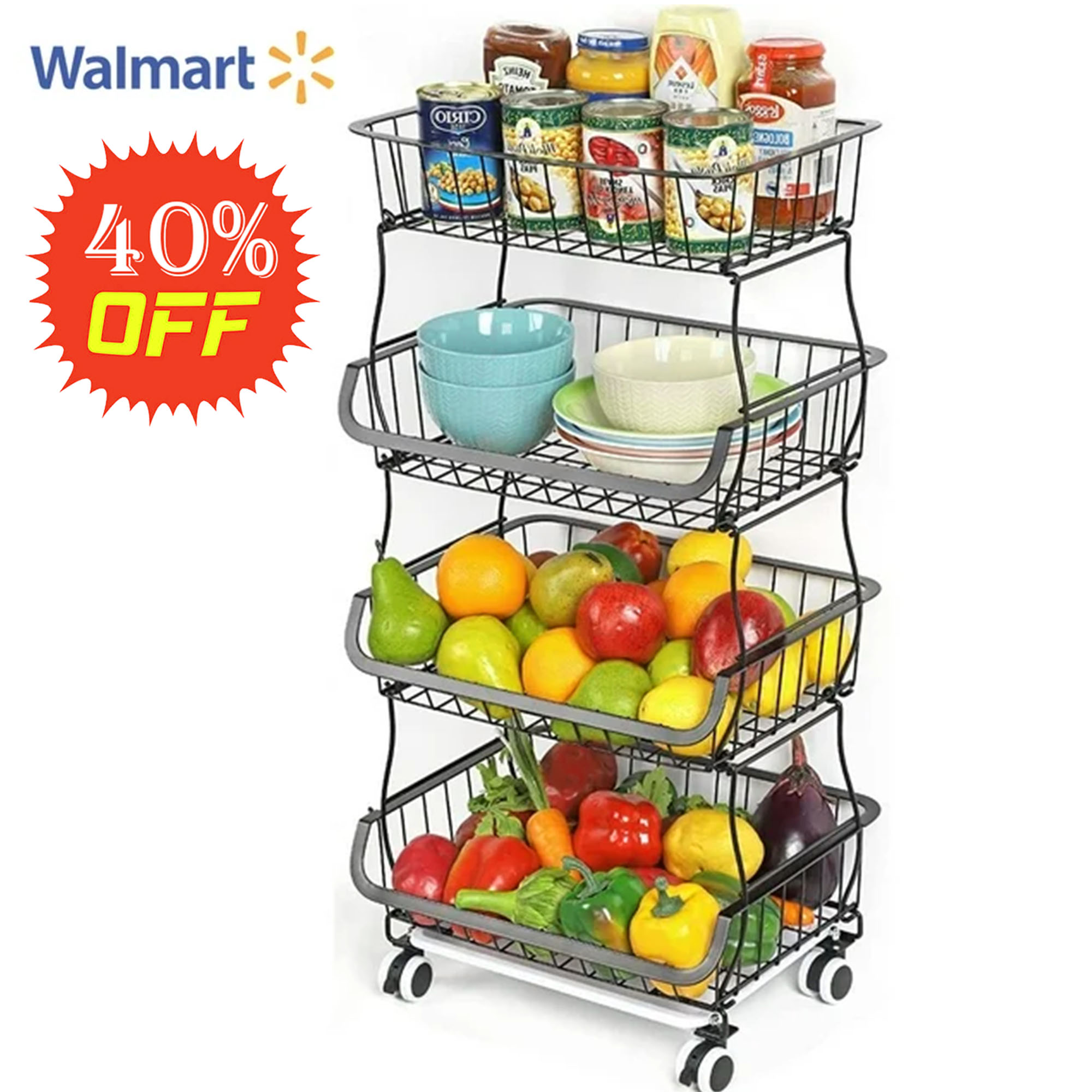 Redmon Bamboo Kitchen Storage Cart with Wine Rack, 15.25Wx15.25Dx31.5H ...