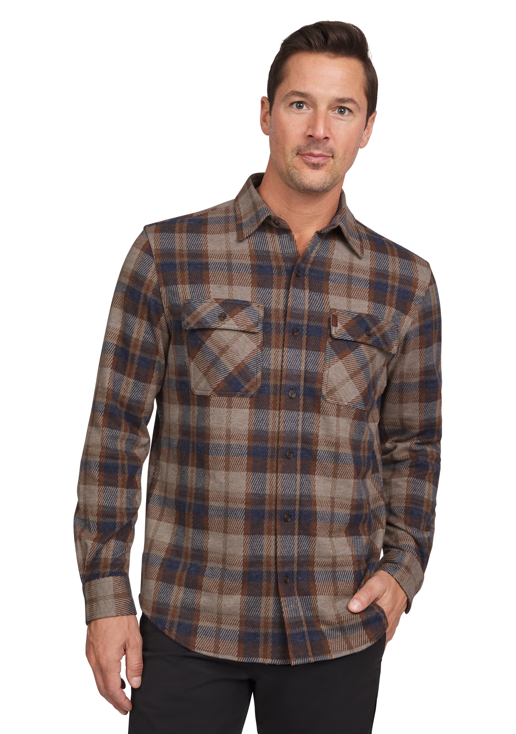 Chaps Men's & Big Men's Relaxed Knit Flannel Shirt, Sizes S-2XL, Soft ...