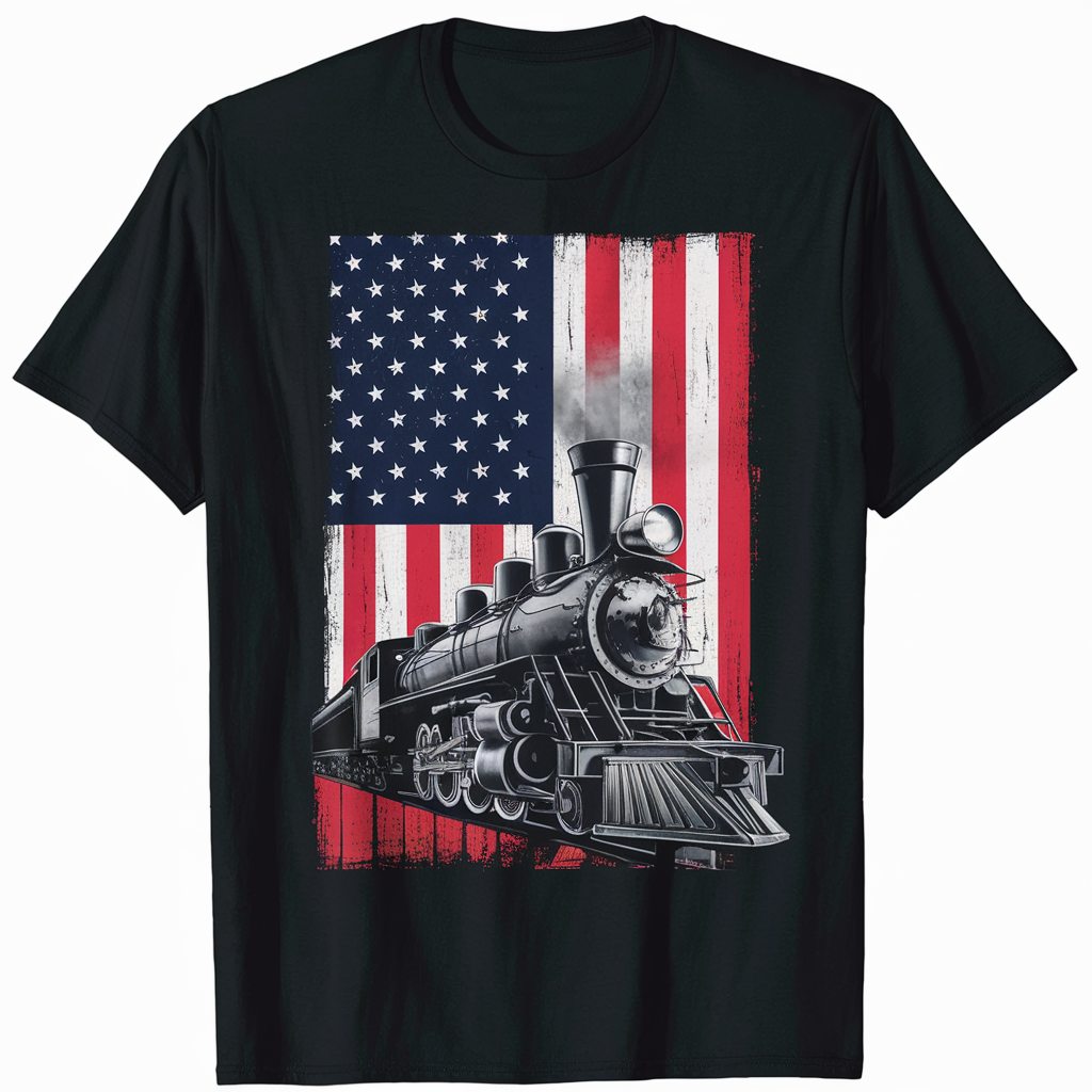 LAKIDAY Classic Steam Locomotive Enthusiast Retro Vintage USA Flag ...