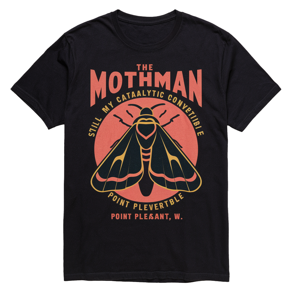 LAKIDAY Funny Mothman Tshirt Vintage Cryptid Tee Short Sleeve Mothman ...