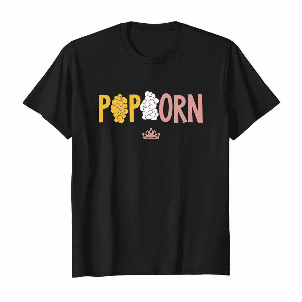 LAKIDAY Funny Popcorn Tshirt Short Sleeve Girls Popcorn Tee Film Lover ...