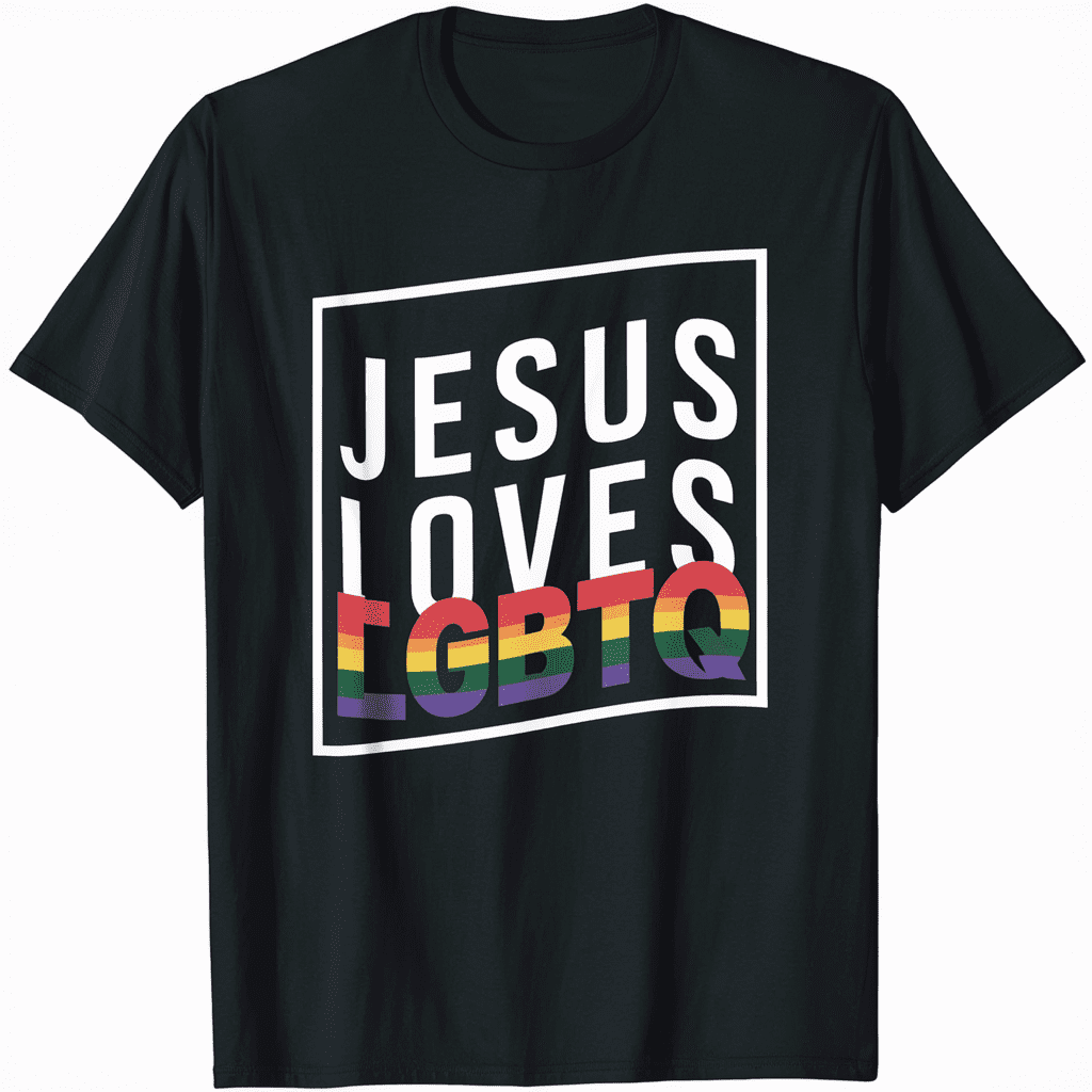 LAKIDAY God Loves LGBTQ Jesus Shirt LGBT Christian Pride Graphic Tee ...