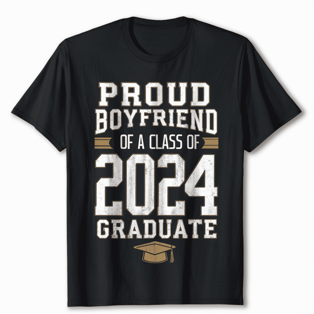 LAKIDAY Proud Boyfriend of A Class of 2024 Graduate T Shirt Funny Proud ...