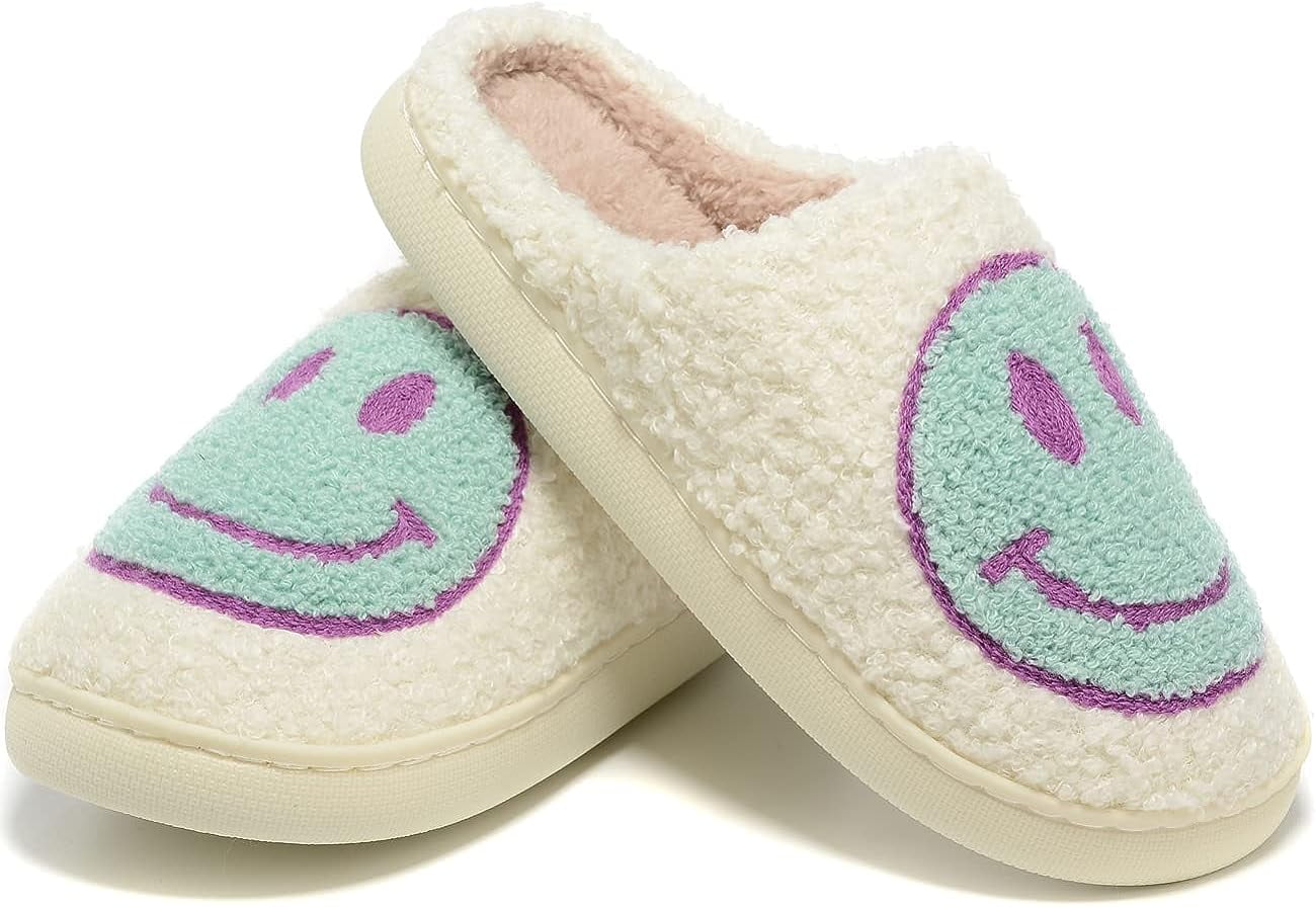 LAKIDAY Retro Fuzzy Face Slippers for Women Men Lightweight Slip-on ...
