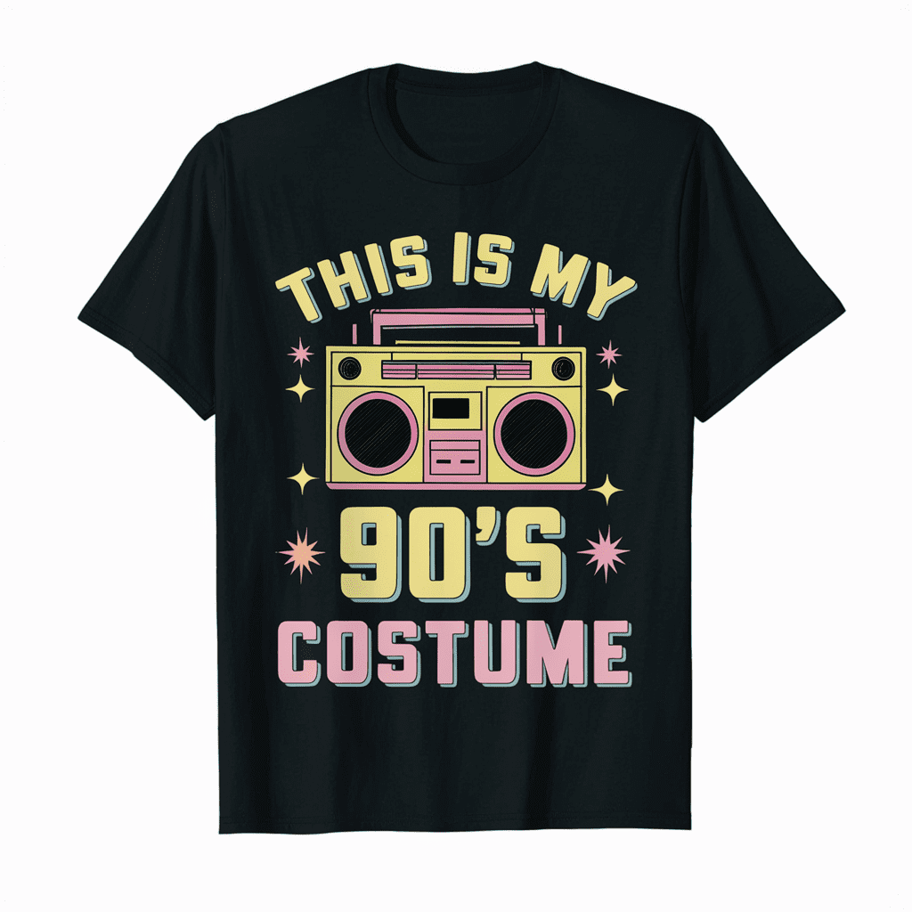 LAKIDAY This is My 90s Costume T Shirt Trending Tee Tops Missing Old Happy Days 1990 Retro Black ...