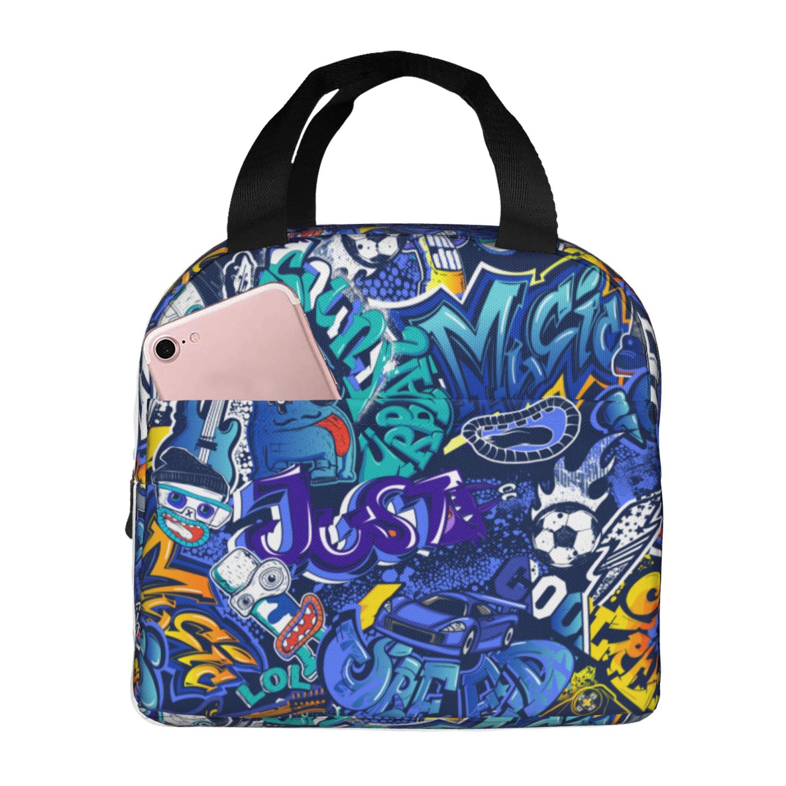 LAKIMCT Abstract Graffiti Urban Portable Thicken Lunch Bag for Boys ...