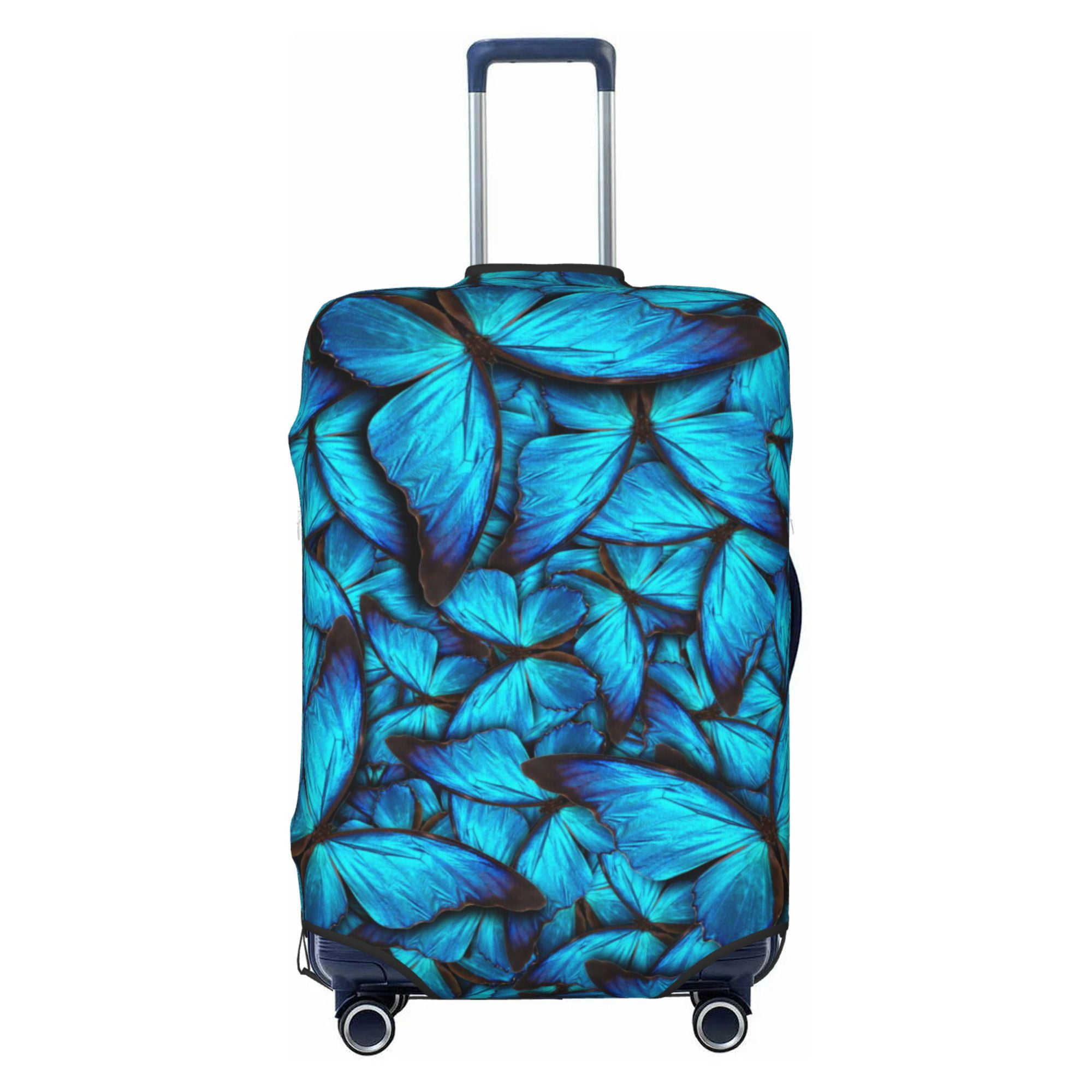 LAKIMCT Beautiful Blue Butterflys Elastic Luggage Cover with Concealed ...