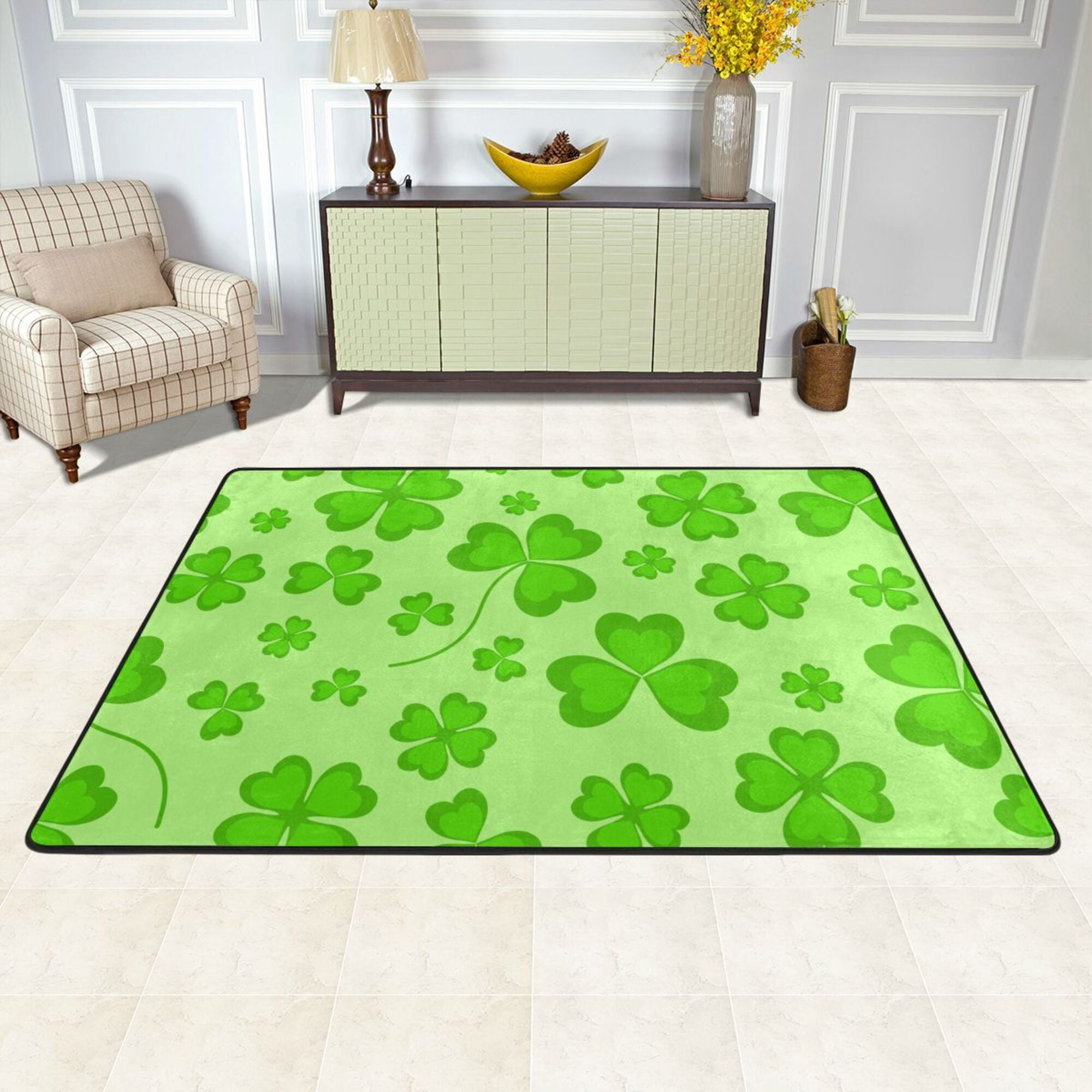 LAKIMCT Beautiful Spring Clover Leaves Area Rug 72x48 inch, Modern ...