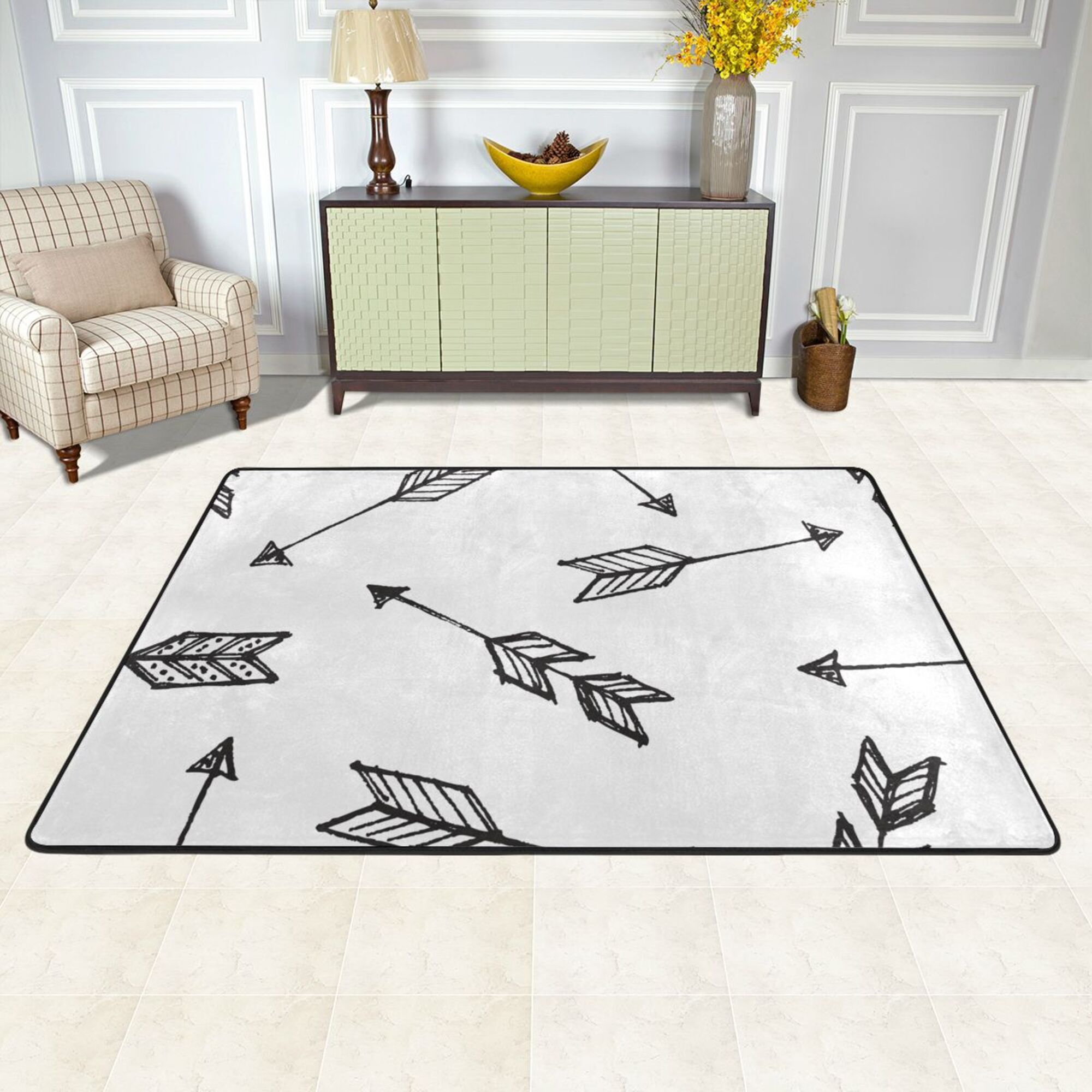 LAKIMCT Black Arrows Area Rug 36x24 inch, Modern Bedroom Decor Rugs ...