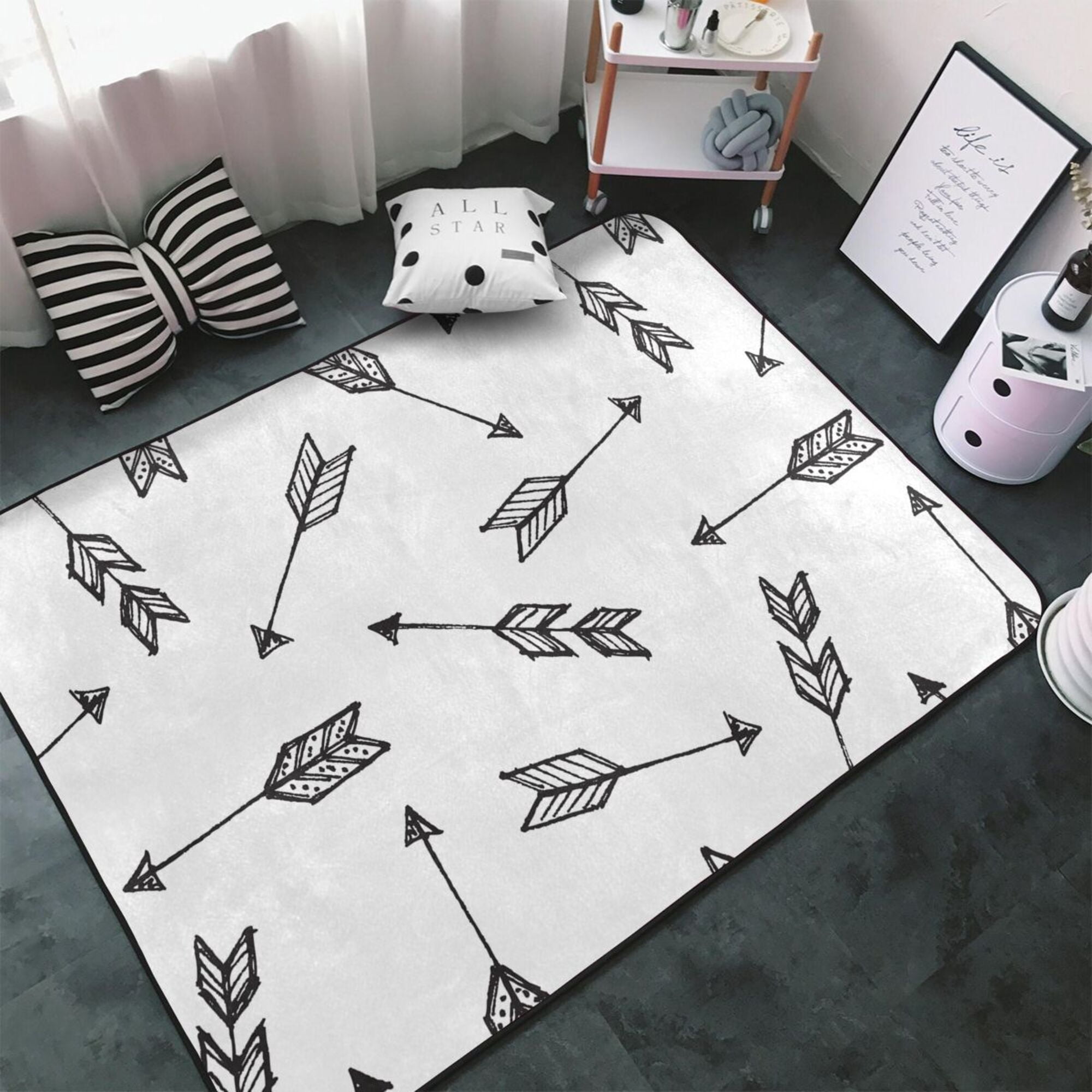 LAKIMCT Black Arrows Area Rug 60x39 inch, Modern Bedroom Decor Rugs ...