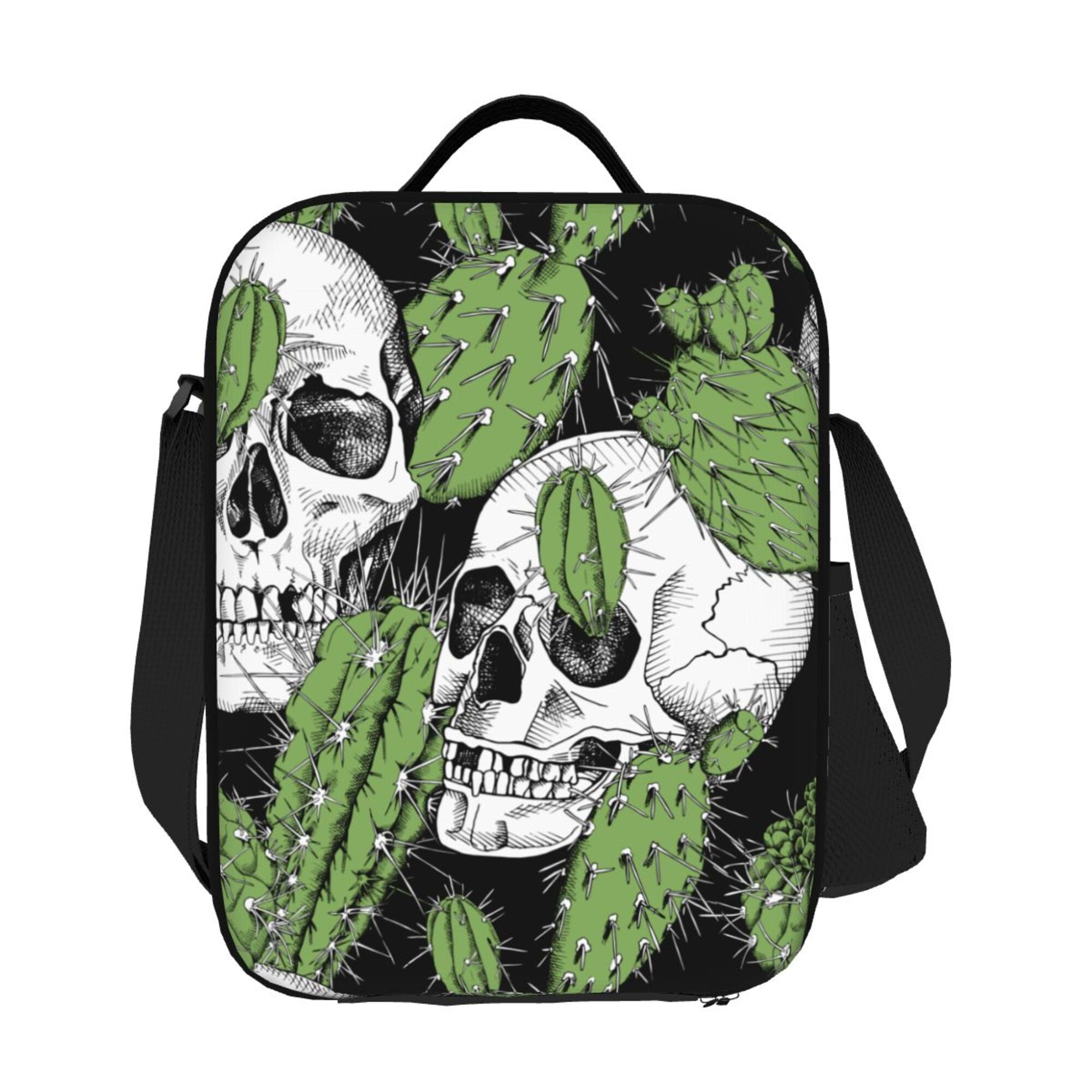 LAKIMCT Cactus Skull Insulated Lunch Bag for Kids Adult with Side Mesh ...
