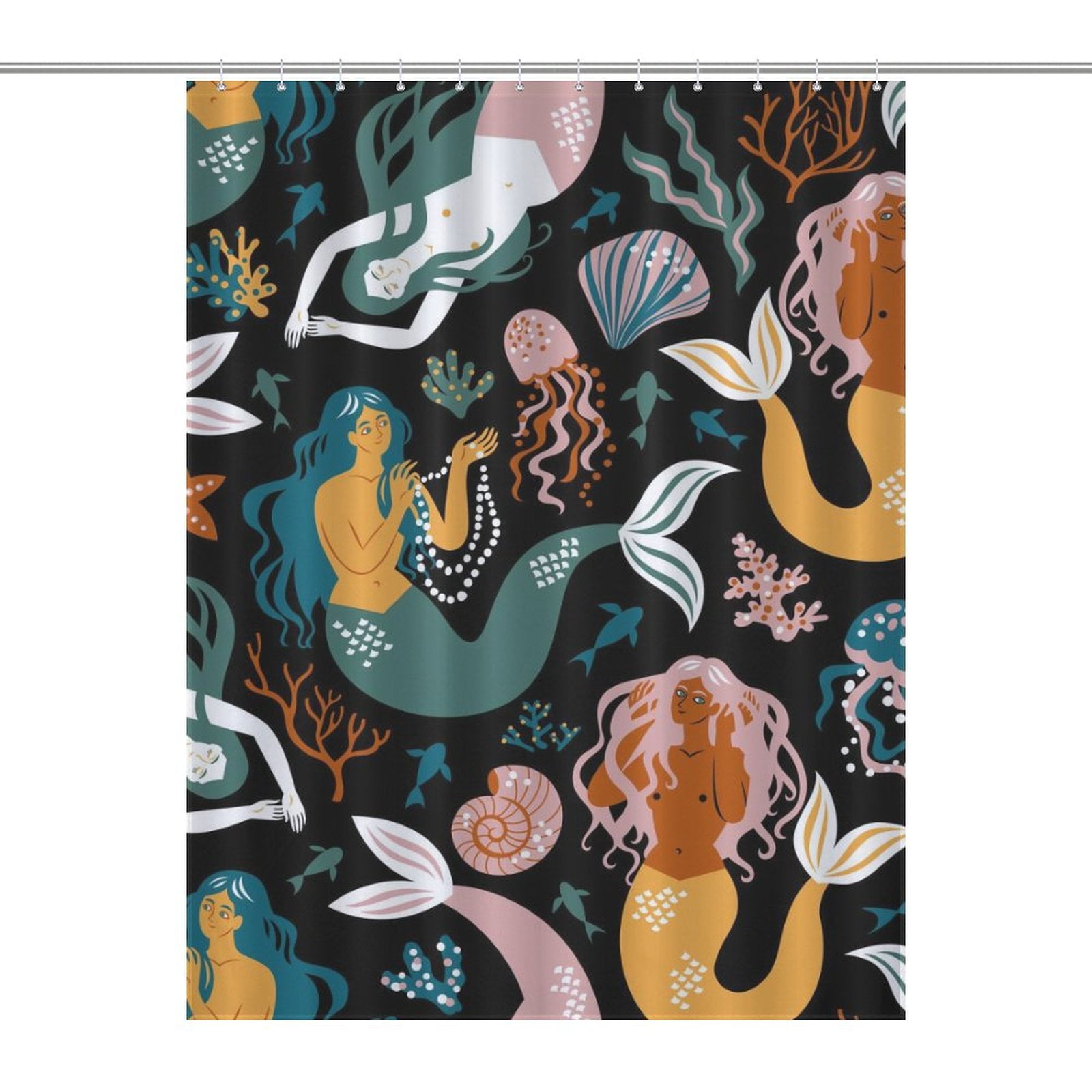 Lakimct Carefree Mermaids Corals Shower Curtain For Bathroom Polyester