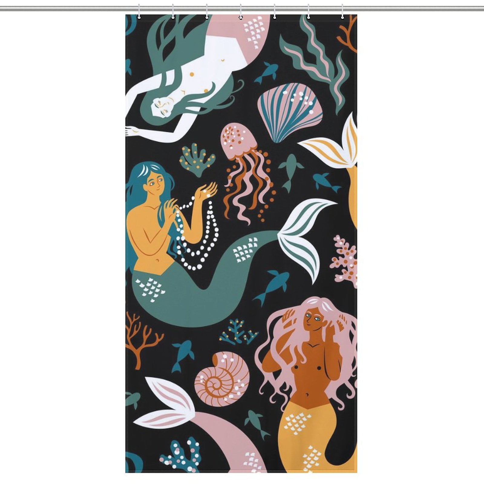 Lakimct Carefree Mermaids Corals Shower Curtain For Bathroom Polyester