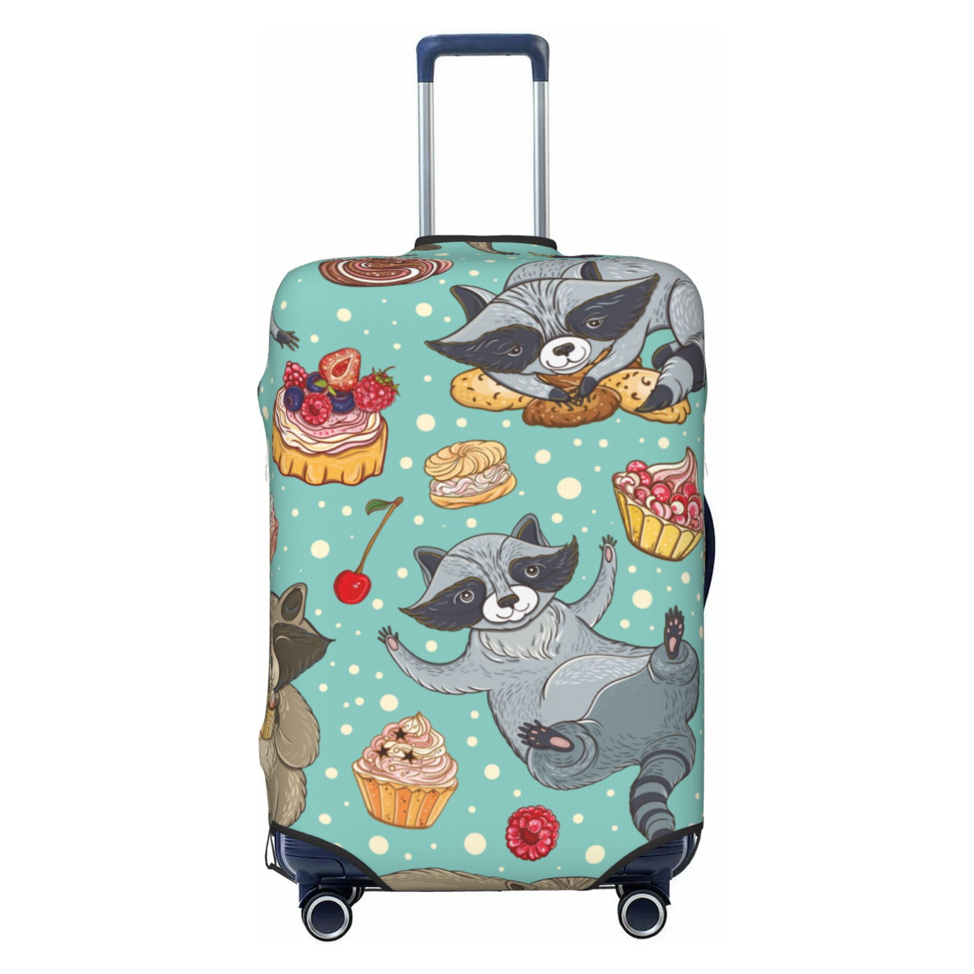 LAKIMCT Cute Sweettooth Raccoons Elastic Luggage Cover with Concealed ...