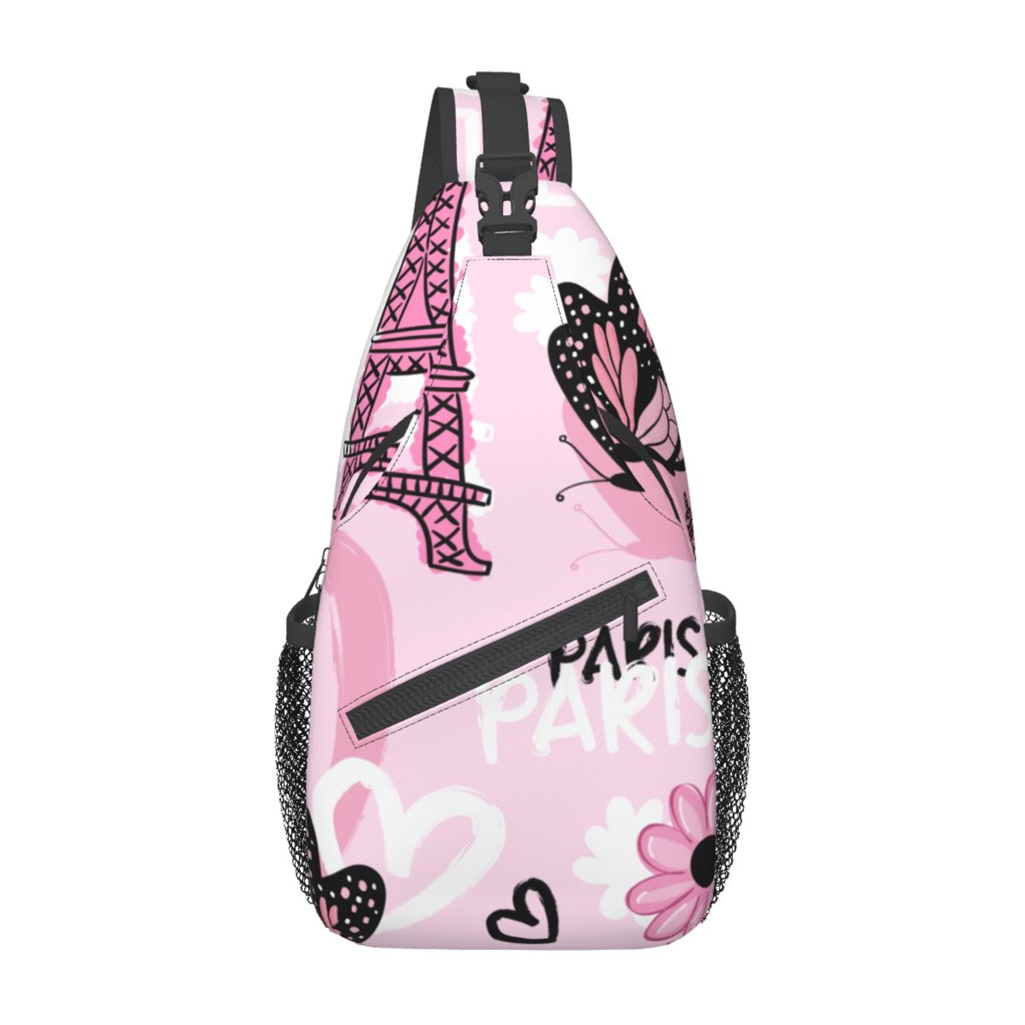 LAKIMCT Eiffel Tower Butterflies Sling Shoulder Crossbody Bag Chest ...