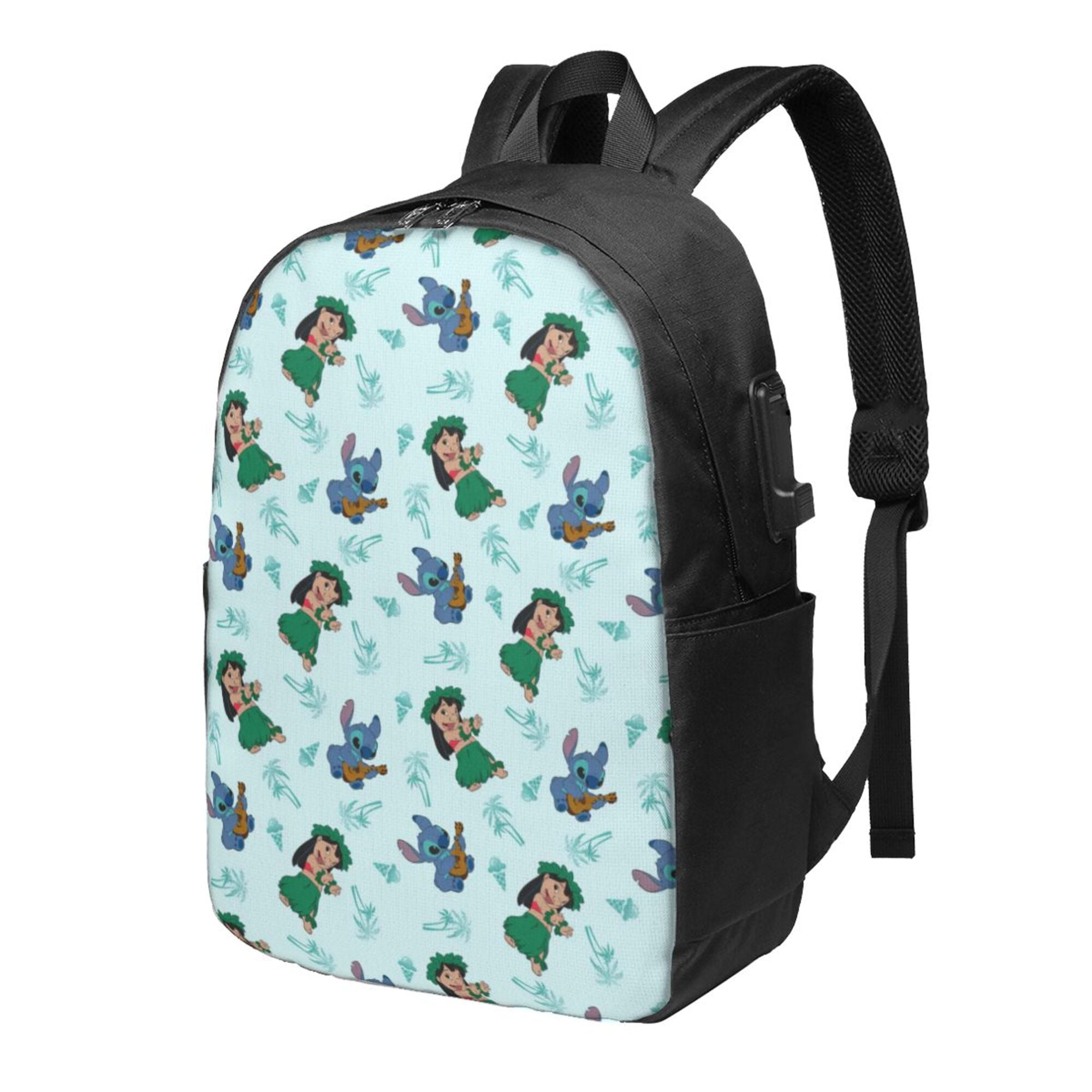LAKIMCT Green Lilo Stitch Laptop Backpack with USB Port & Headphone ...