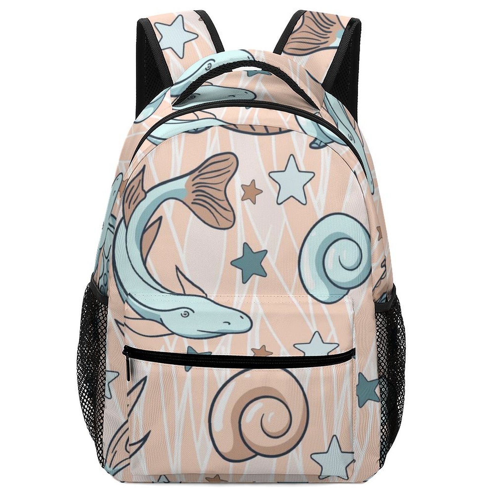LAKIMCT Kids Backpack, Hand Drawn Turtles Fish Schoolbag for Boys Girls ...