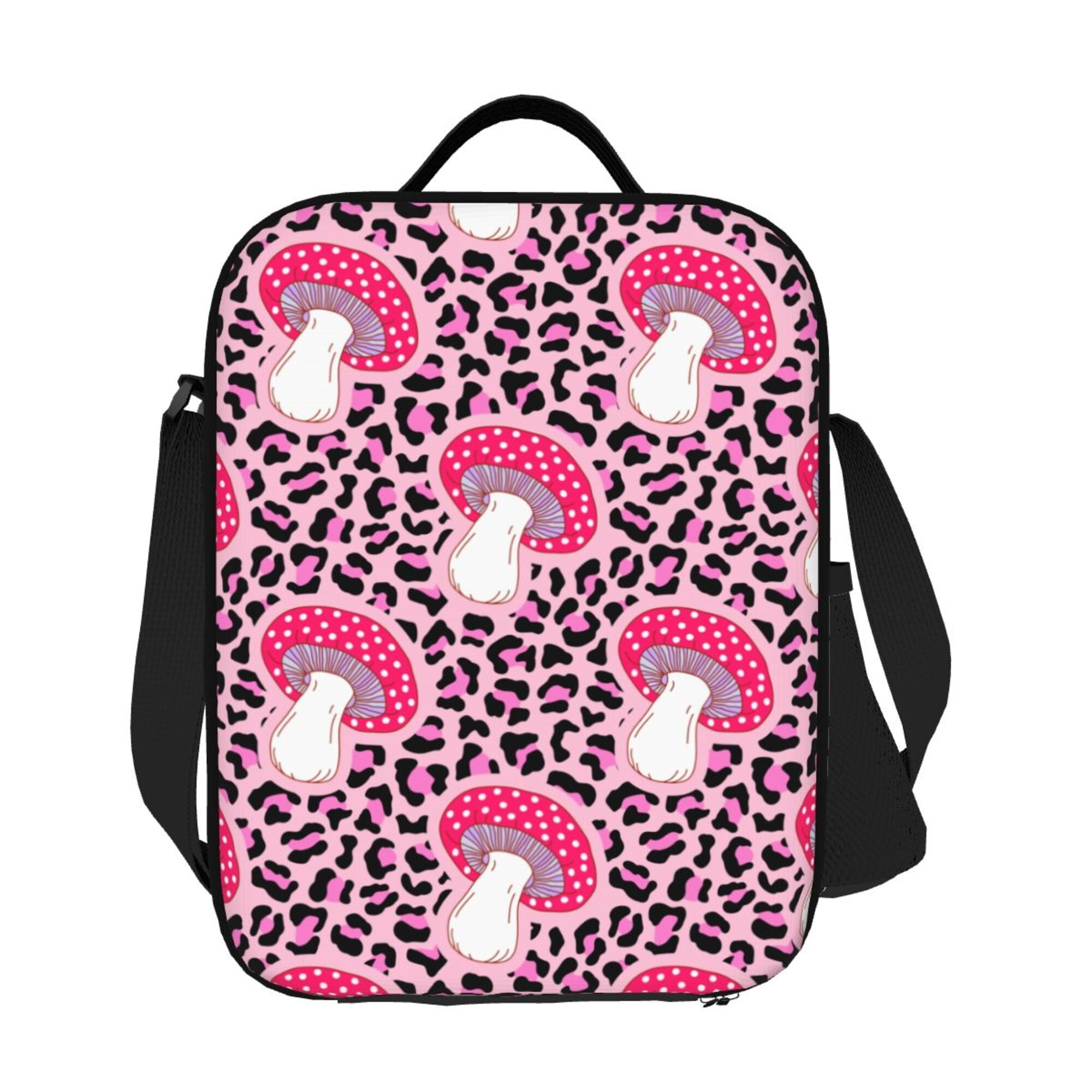 LAKIMCT Leopard Print Mushroom Insulated Lunch Bag for Kids Adult with ...