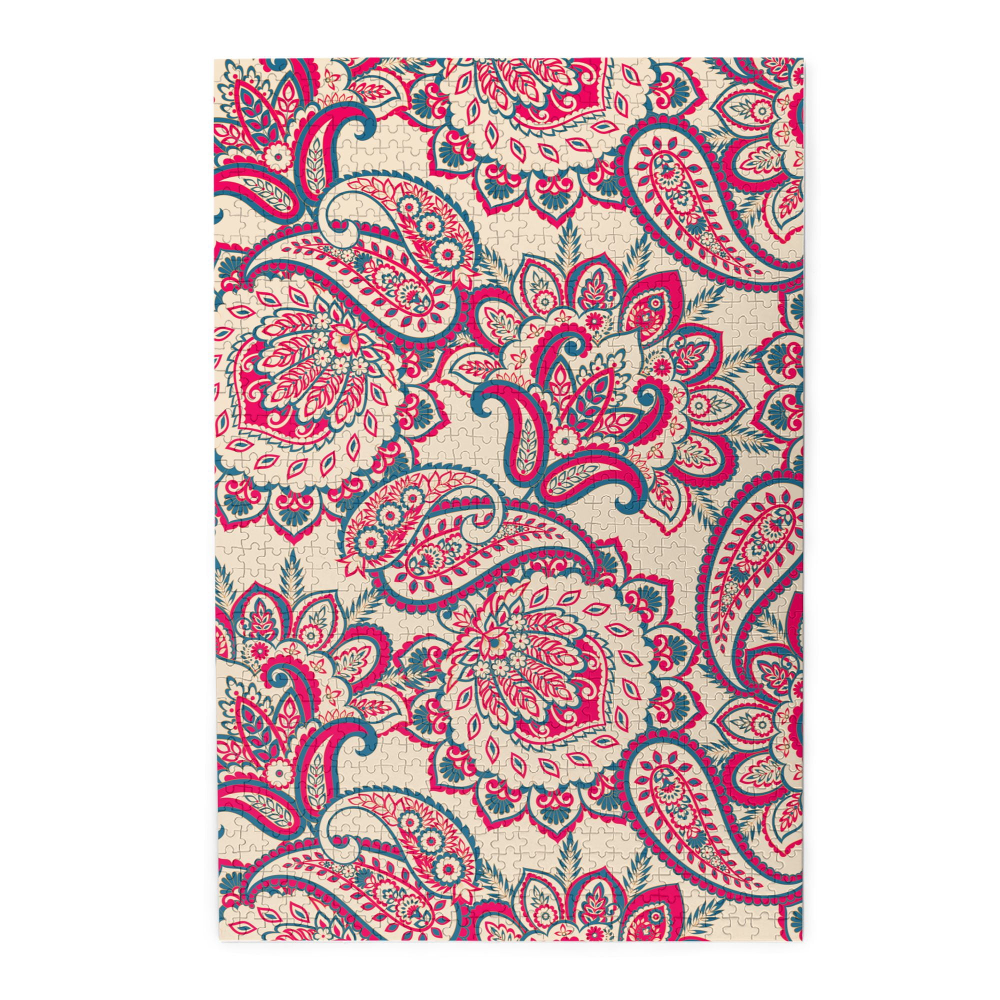 LAKIMCT Paisley Floral Jigsaw Puzzles 1000 Pieces, Wooden Puzzle Pieces ...