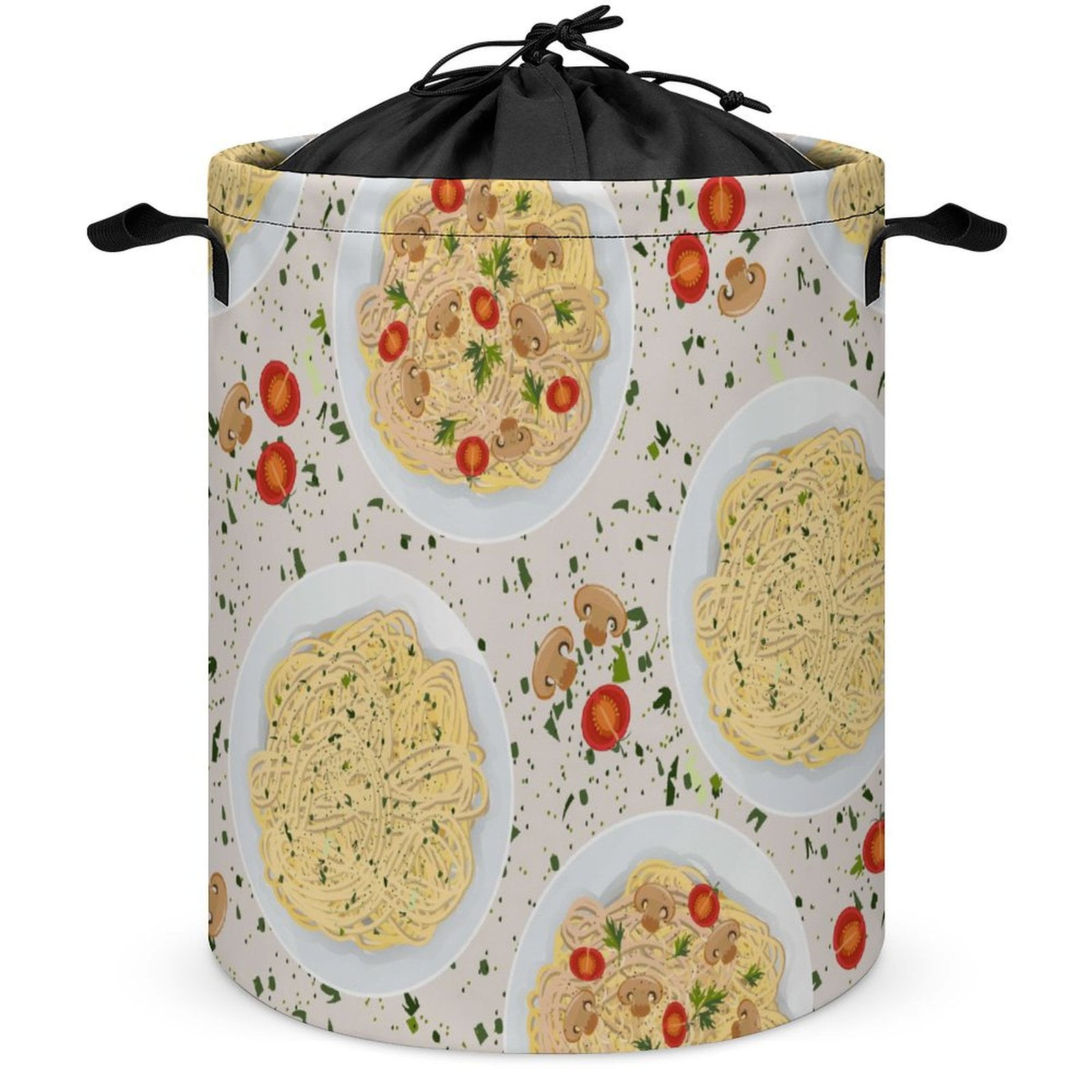 LAKIMCT Pasta Food Pattern Drawstring Laundry Basket with Handle, 42L ...