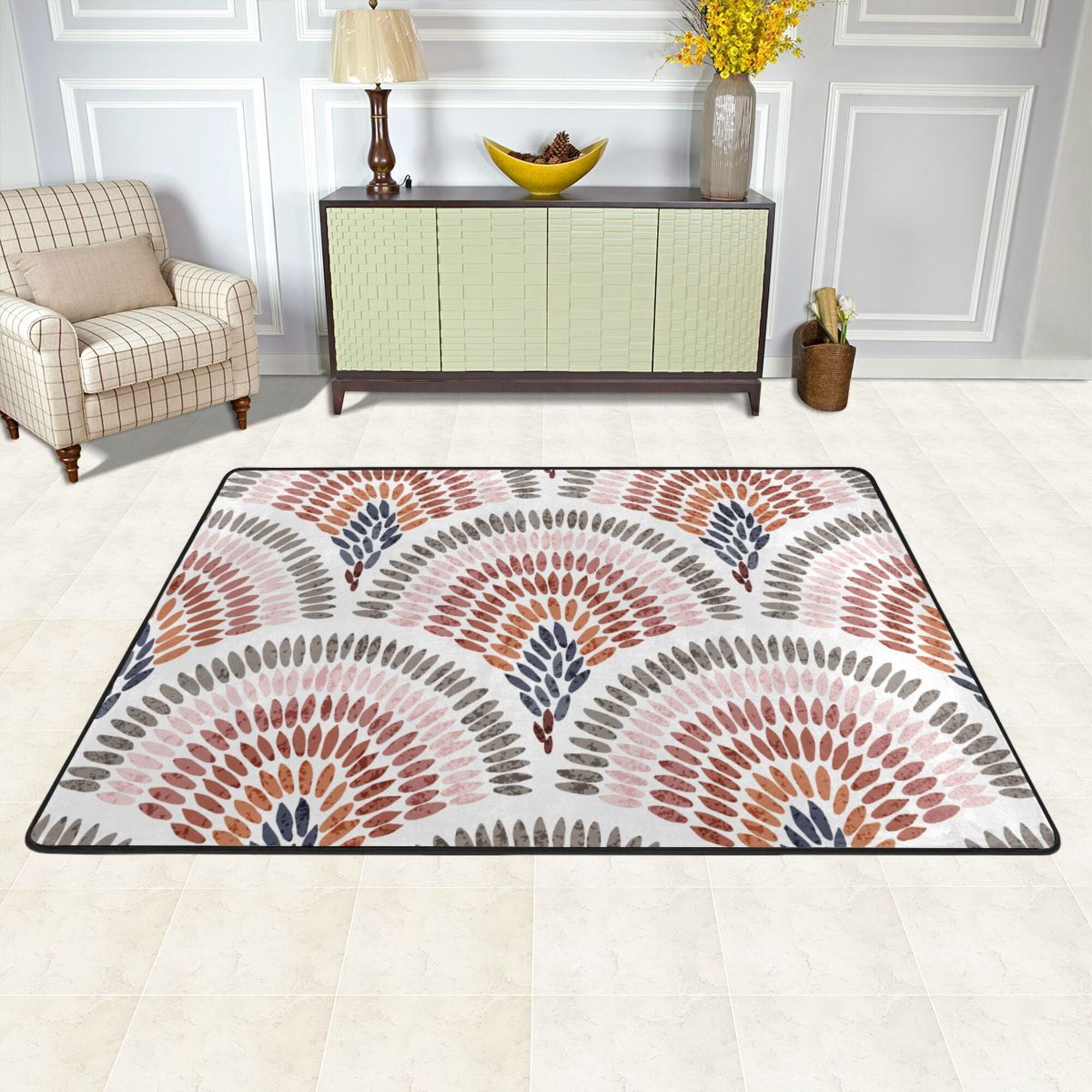 LAKIMCT Wavy Polka Print Area Rug 72x48 inch, Modern Bedroom Decor Rugs ...