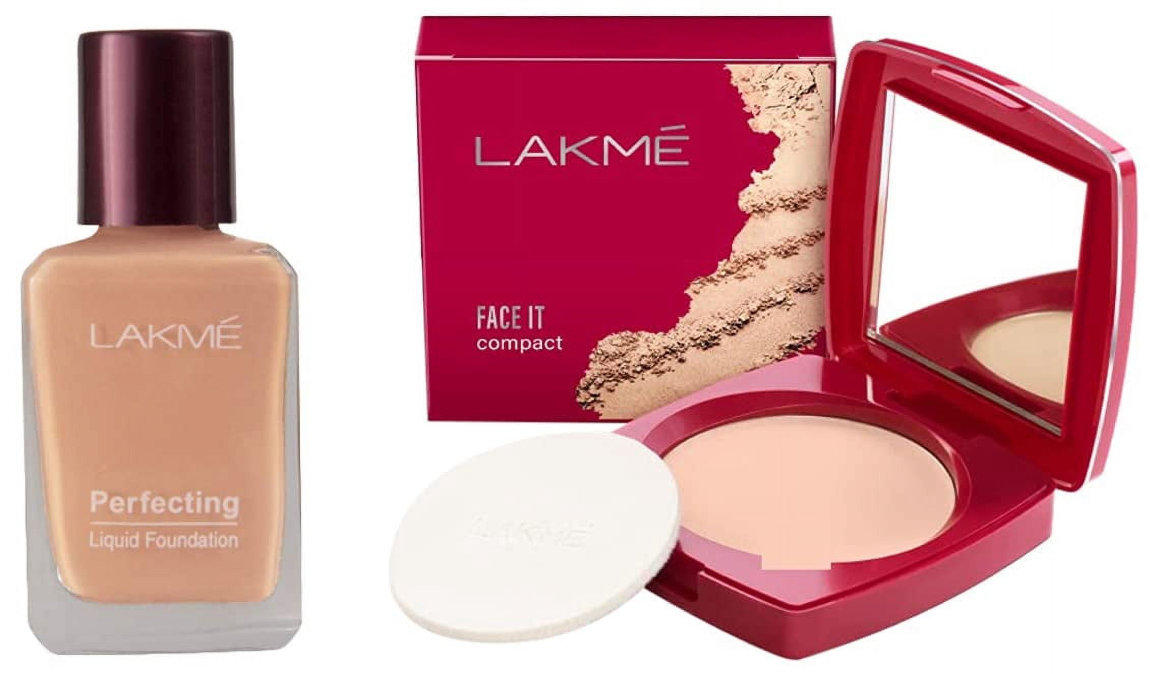 LAKMÉ Perfecting Liquid Foundation, Marble,27ml & Face It Compact ...