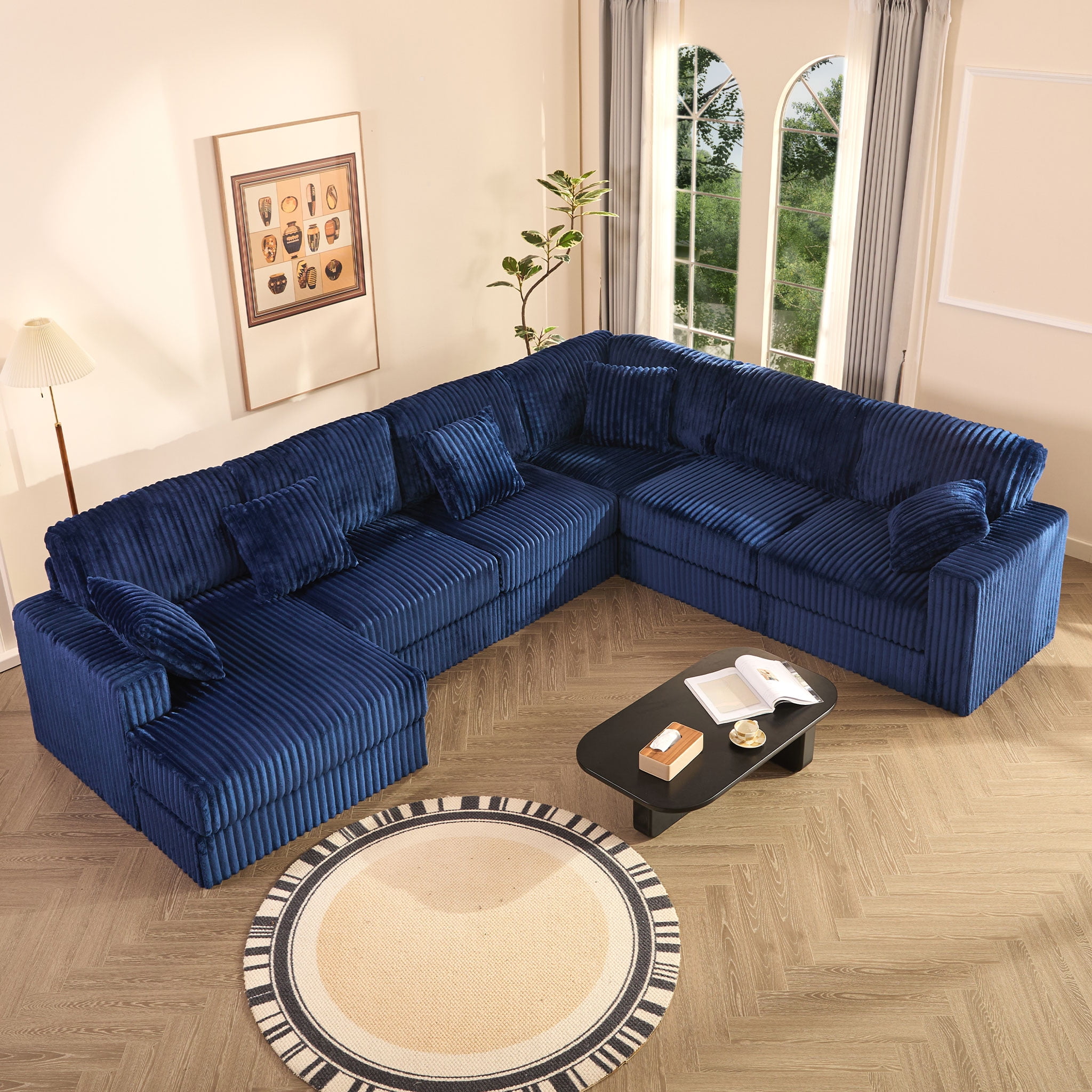 LAKPS 139" U-Shaped Sectional Sofa, 7-Seater Modular Cloud Couch for ...