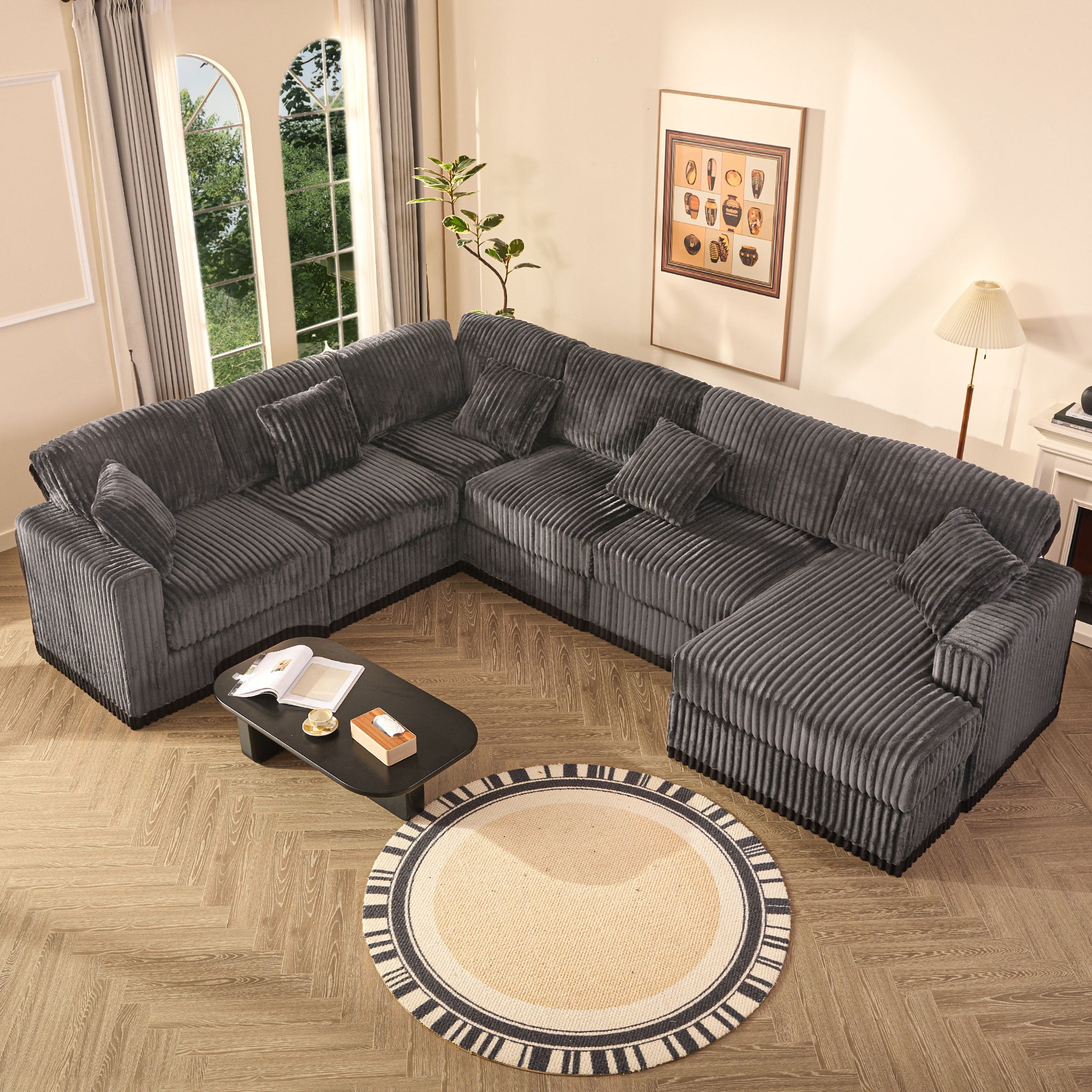 LAKPS 139" U-Shaped Sectional Sofa, 7-Seater Modular Cloud Couch for ...