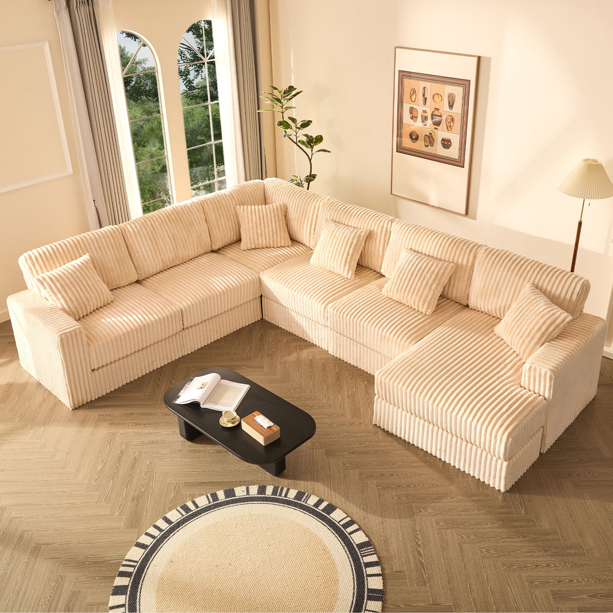 LAKPS 139" U-Shaped Sectional Sofa, 7-Seater Modular Cloud Couch for ...