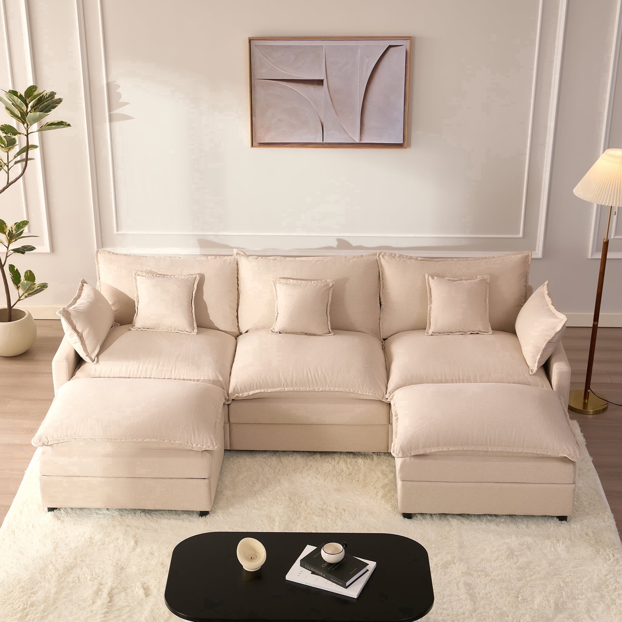 LAKPS 3-Seat Sectional Sofa Couch, Cloud-Style Deep Seating Sleeper ...