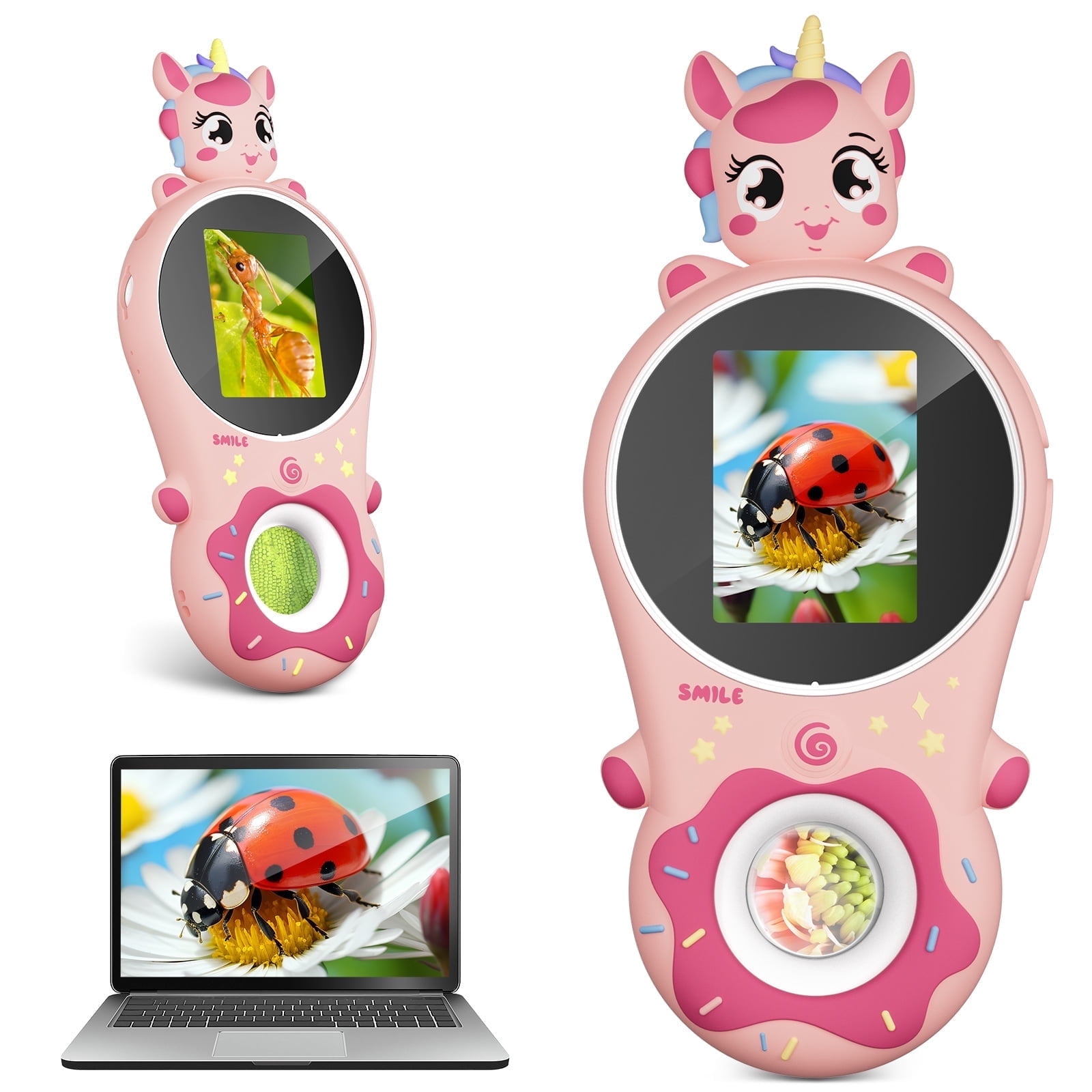 LAKWAR Kids Microscope, IPS 2'' Screen-500X Digital Microscope ...