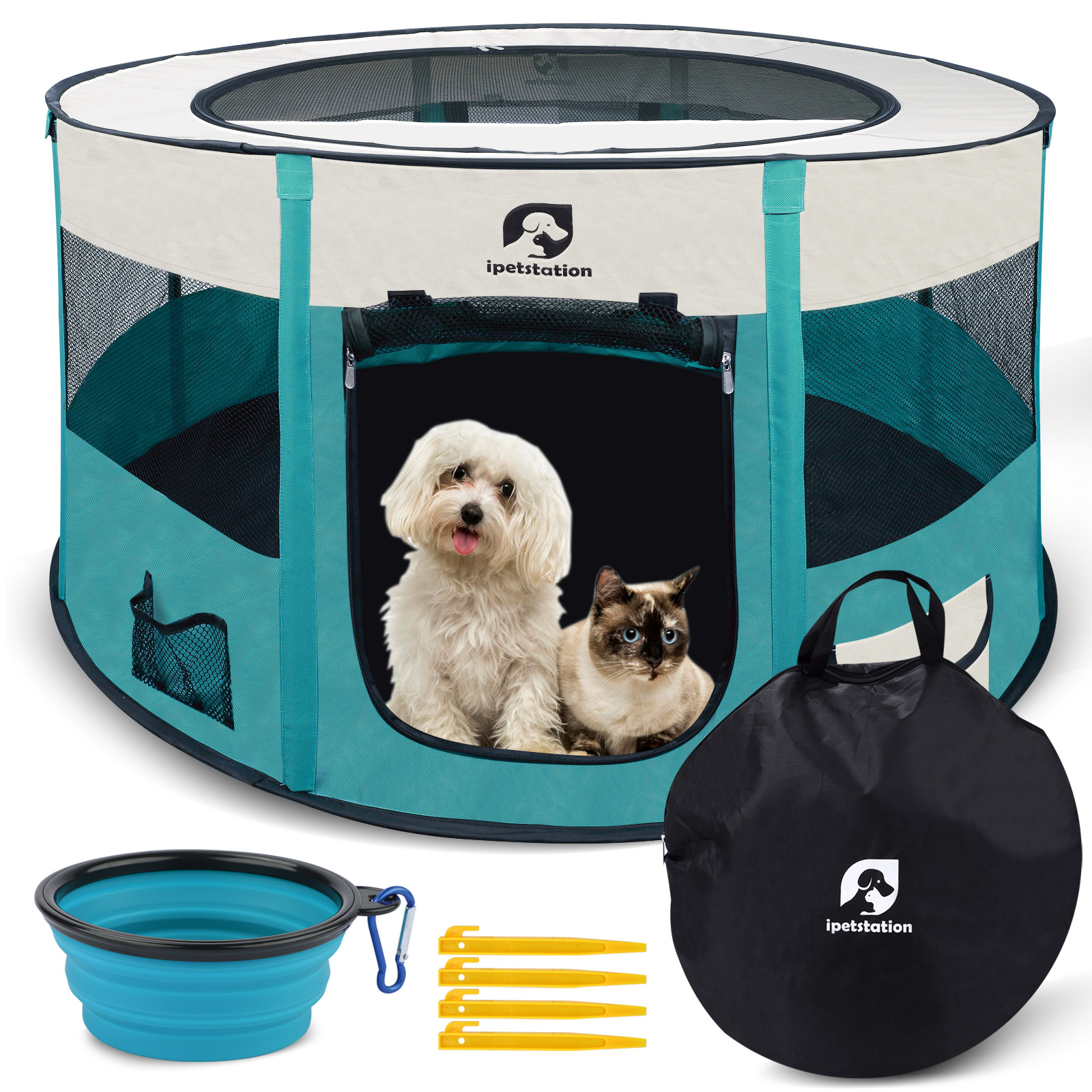 Pet Portable Foldable Play Pen Exercise Kennel Dogs Cats Indoor/outdoor ...