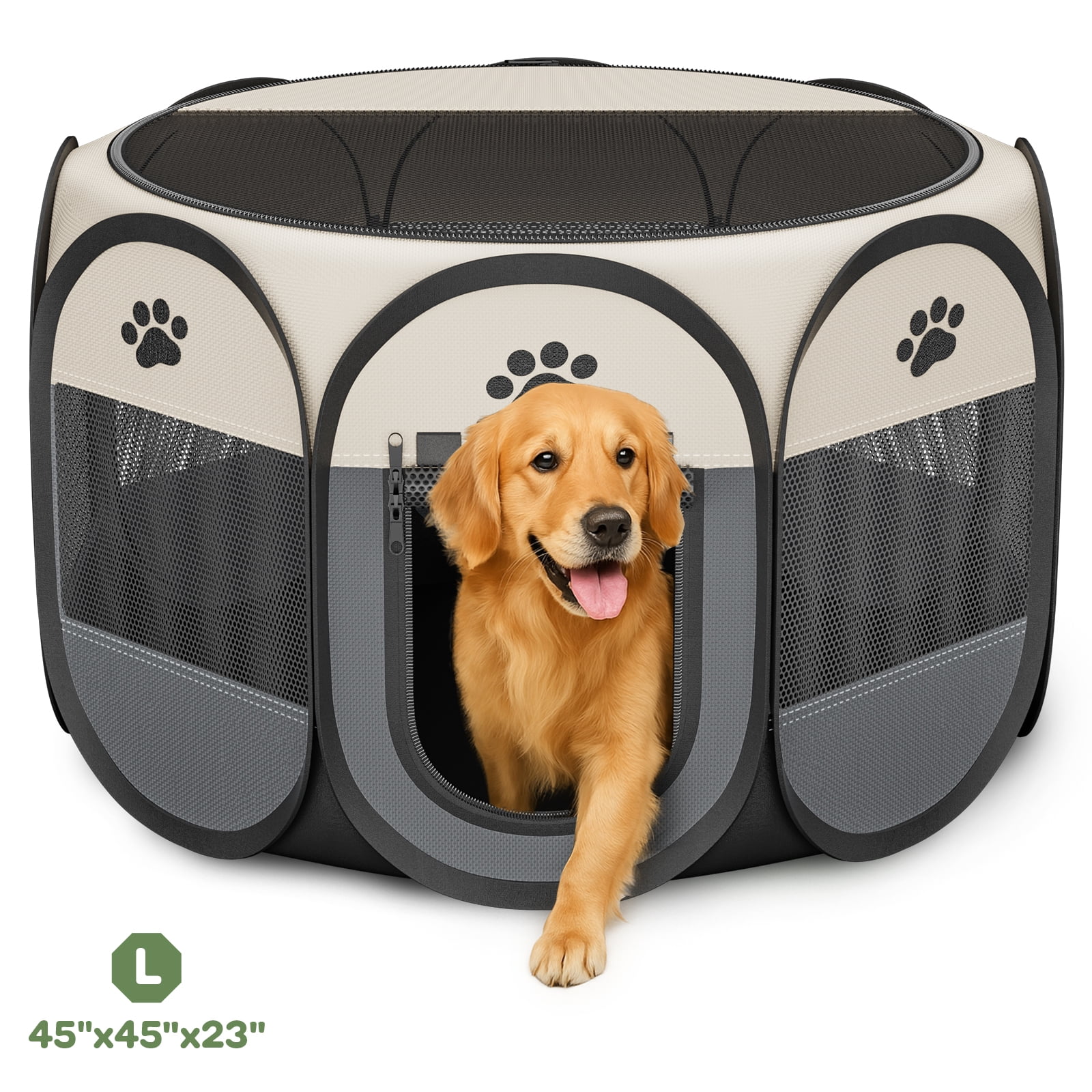 "LAKWAR Dog Playpen, Foldable Mesh Tent Enclosure for Cats, Puppies ...