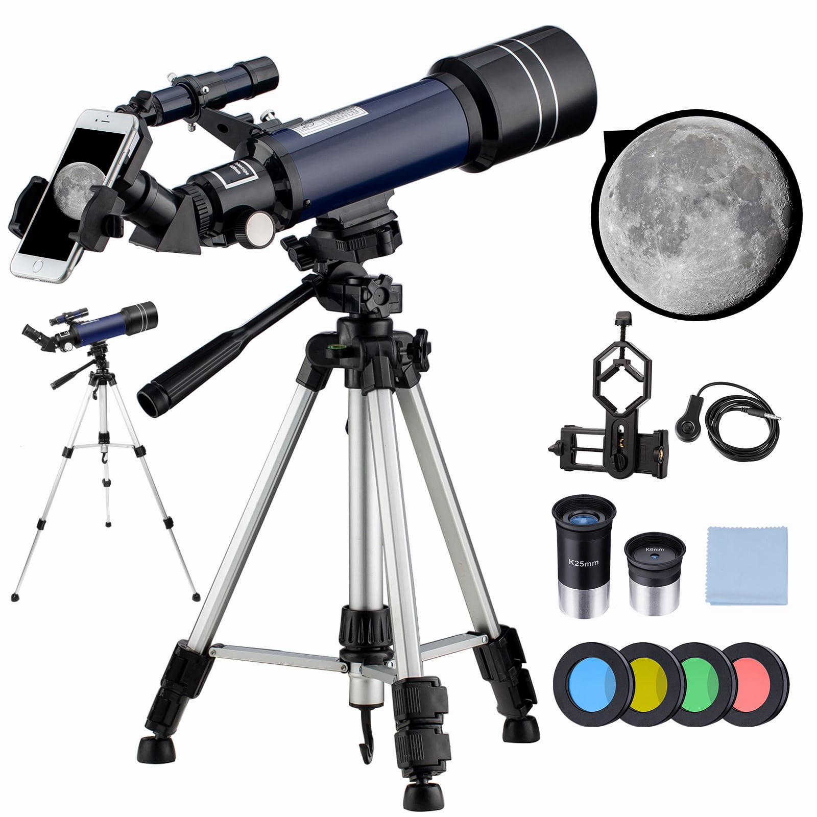 LAKWAR Telescope, 70/400mm for Adults/Kids, Portable with Tripod ...