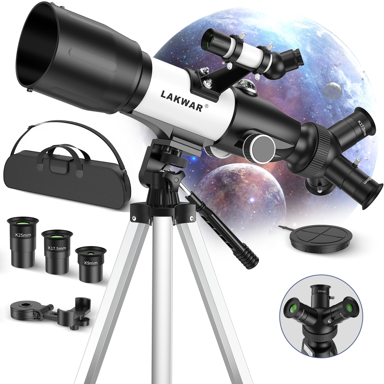 High Powered Telescope for Adults & Kids, 70mm, 400mm, 16x-132x ...