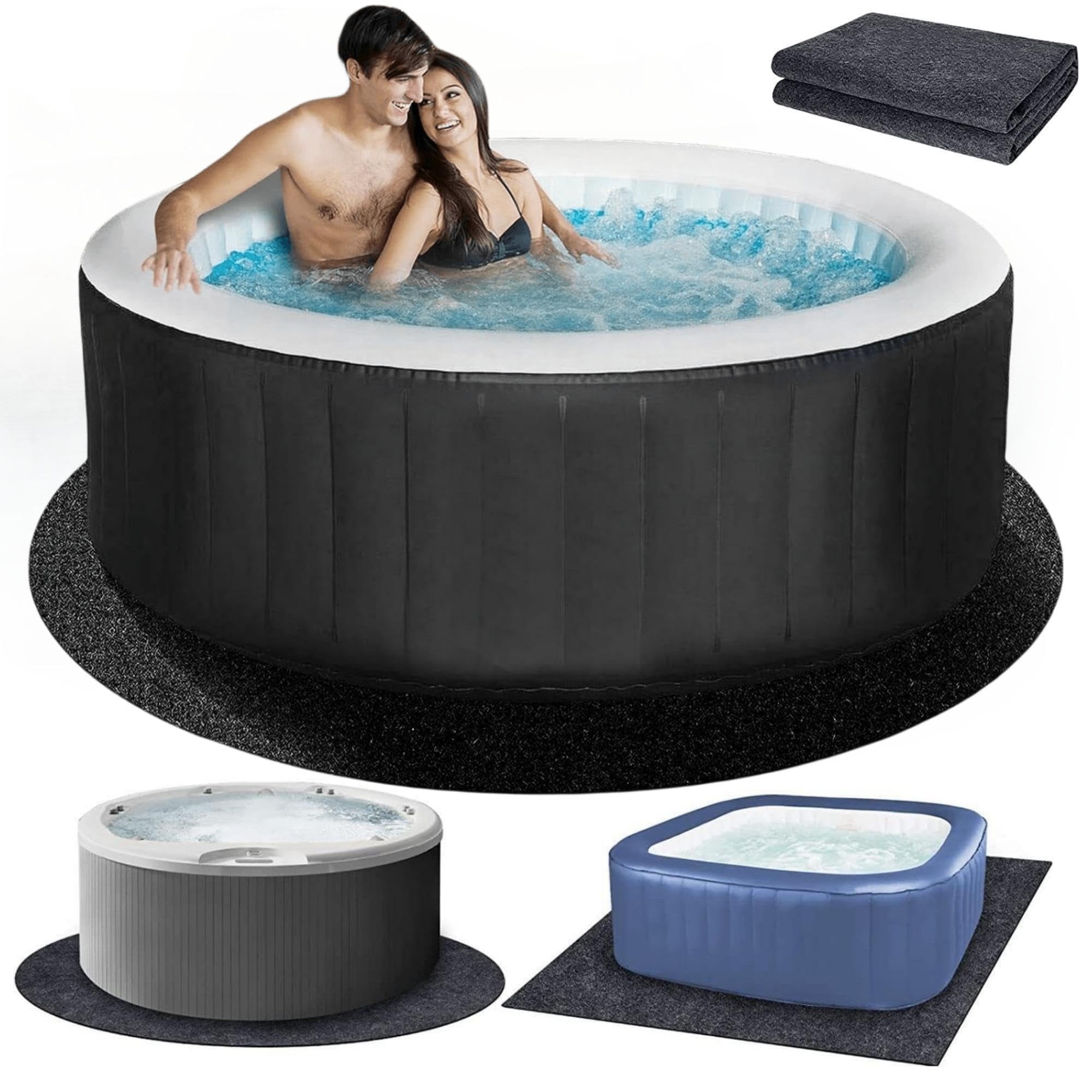 LAKYRIK 90 Inch Diameter Round Hot Tub Pad, Inflatable Hot Tub Mat ...