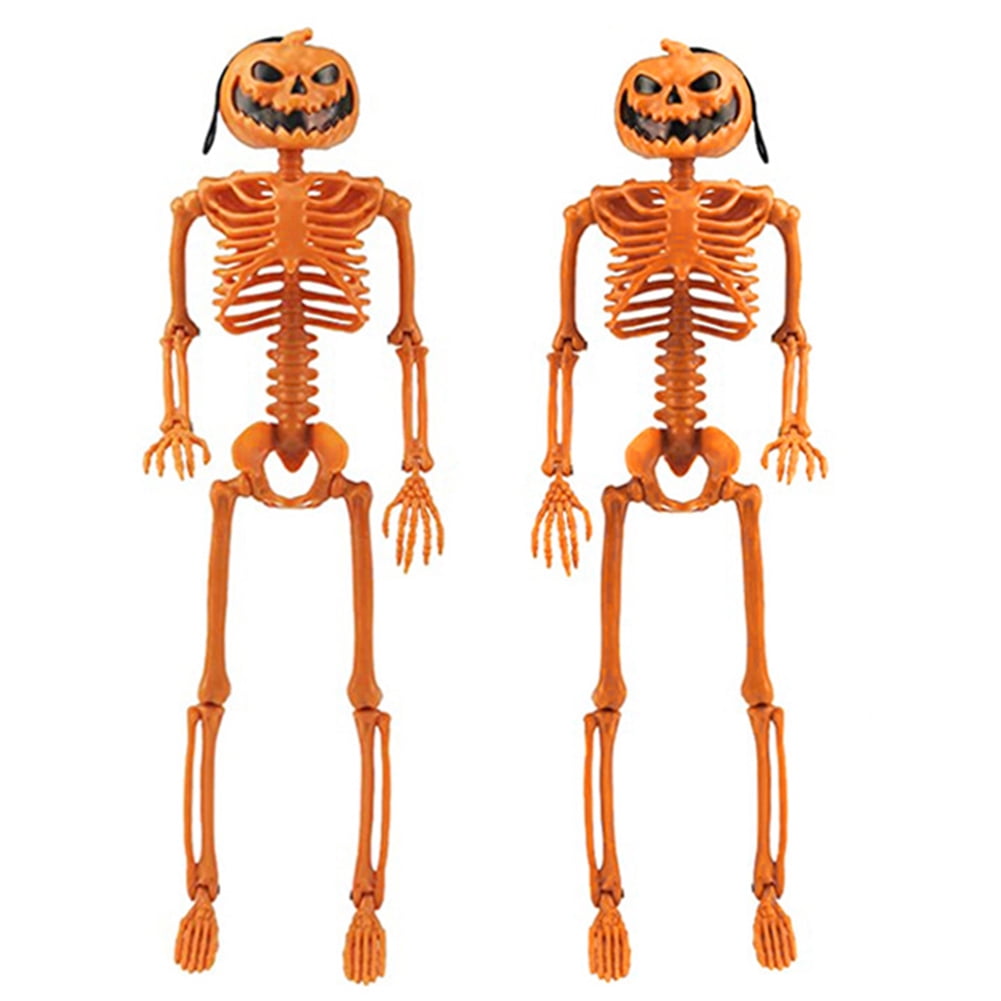 LALA 2pack 15in Halloween Posable Skeleton Pumpkin Full Body Skeleton ...