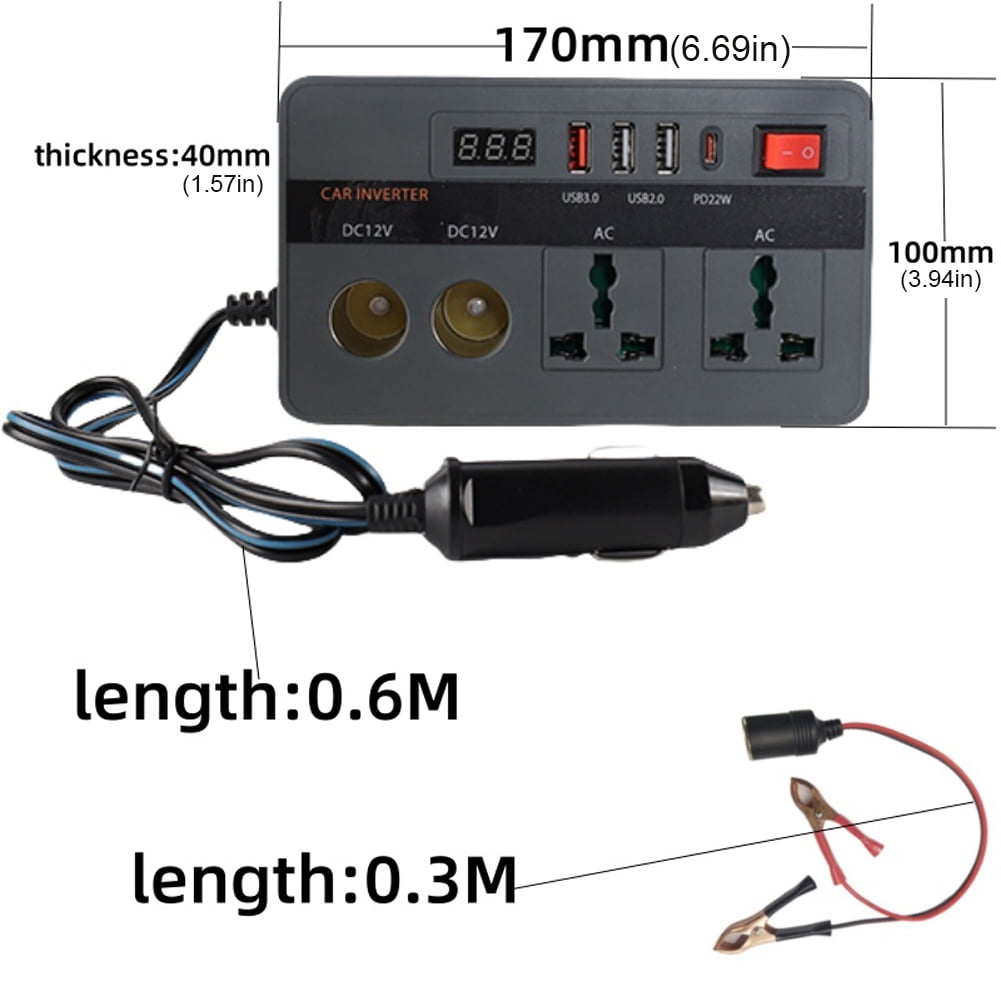 LALA 300W Car Power Inverter 12V To 220V Car Transformer Convert On ...