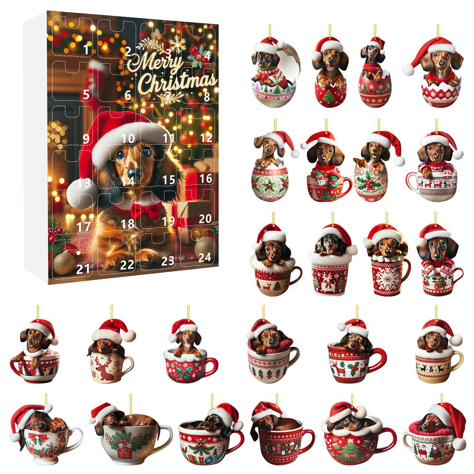 LALA Dachshund Christmas Advent Calendar Puppy Countdown Calendar Dog ...