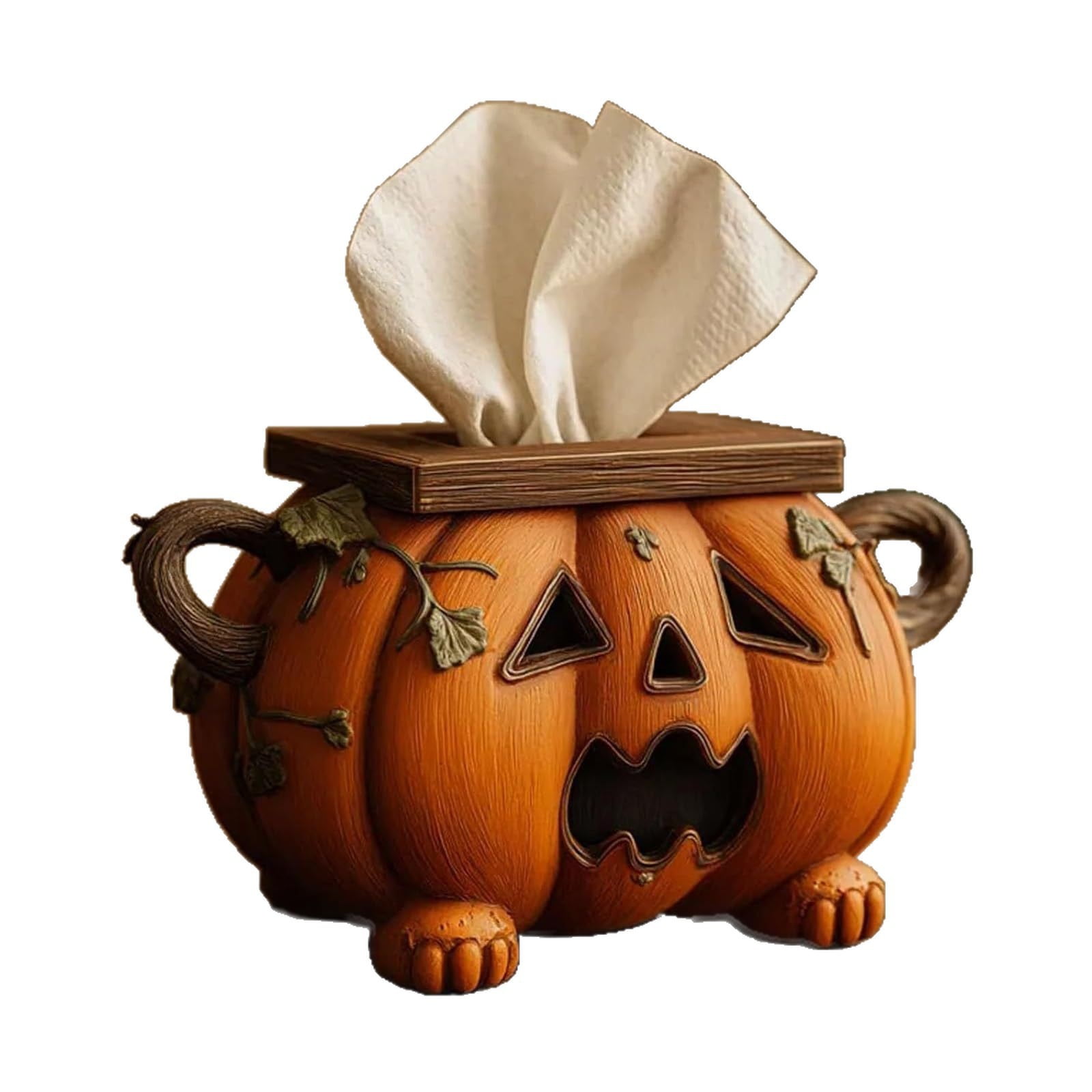 LALA Halloween Pumpkin Tissue Box Holder, Jack-O’-Lantern Tissue ...