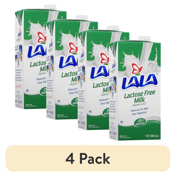 (4 pack) LALA Ultra-Pasteurized Lactose Free Reduced Fat Milk, 32-oz ...