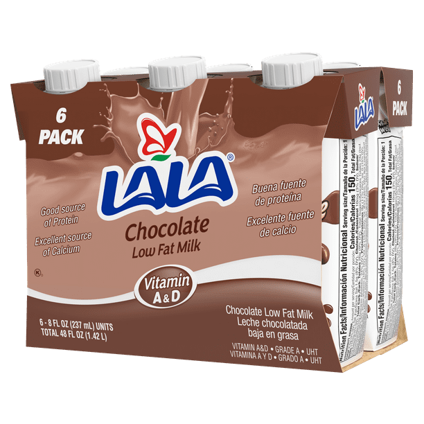 LALA Low Fat Shelf-Stable Milk Drink, Chocolate, 8.25 oz Carton ...