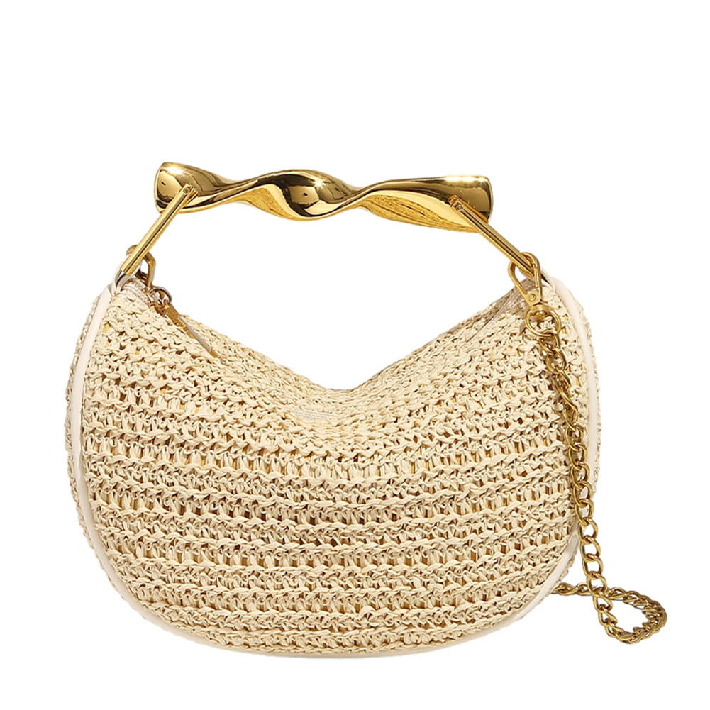 LALA Straw Beach Crossbody Bag Women Gold Top-handle Shoulder Bag for ...