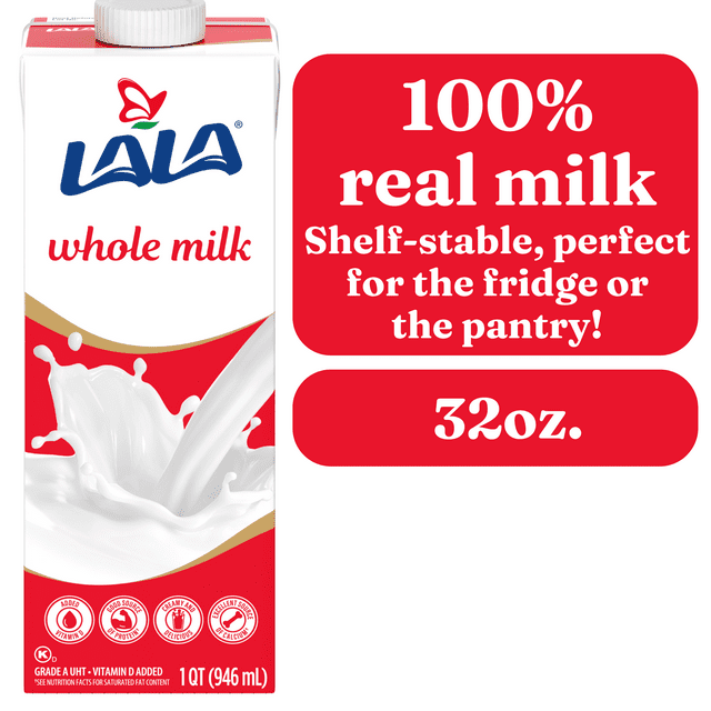 LALA Whole Milk UHT Shelf-Stable, Unflavored, 32 oz Box - Walmart.com