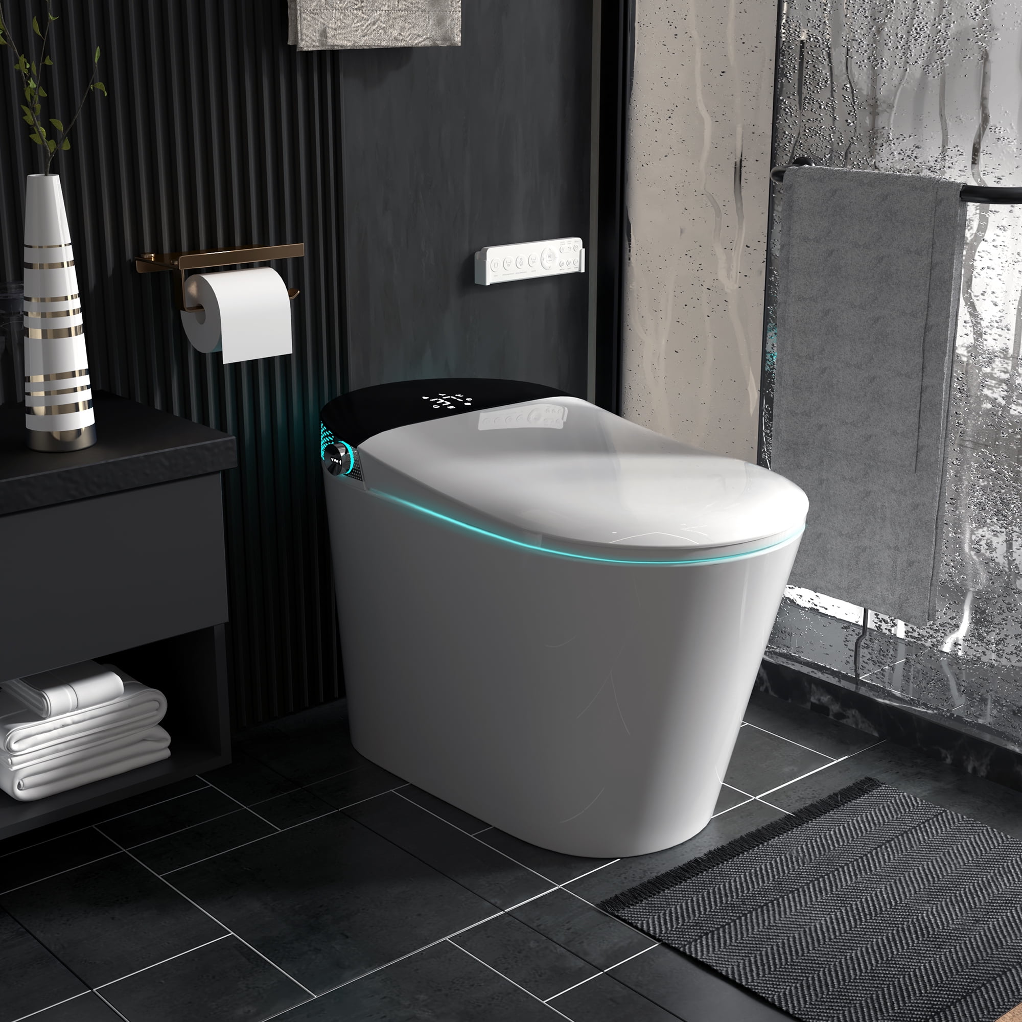 LALAHOO Smart Toilet One Piece Tankless Bidet Toilet built in Auto Open ...