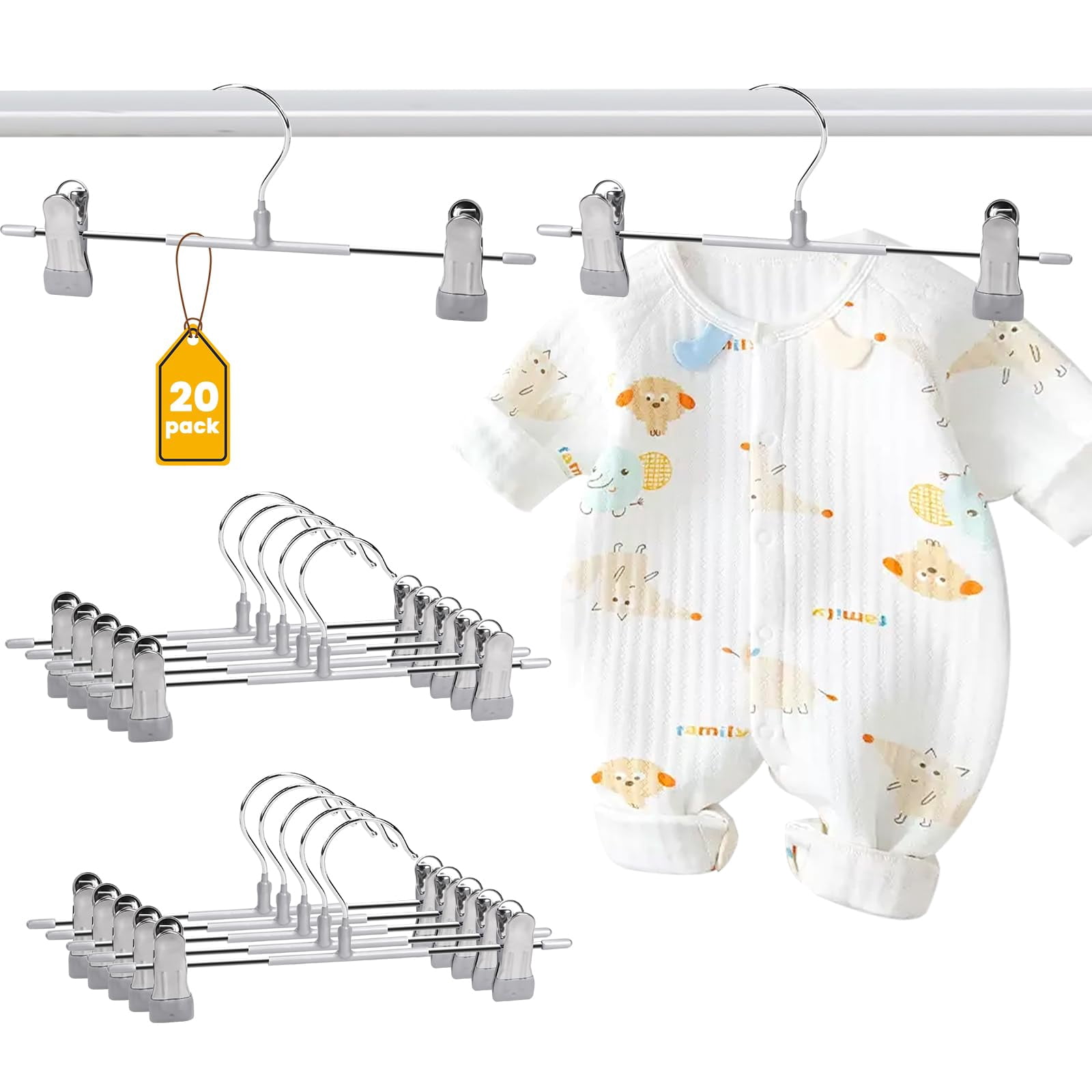 LALALIVABLE 20 Pack Baby Hangers Toddler Hanger with Clips Non Slip ...