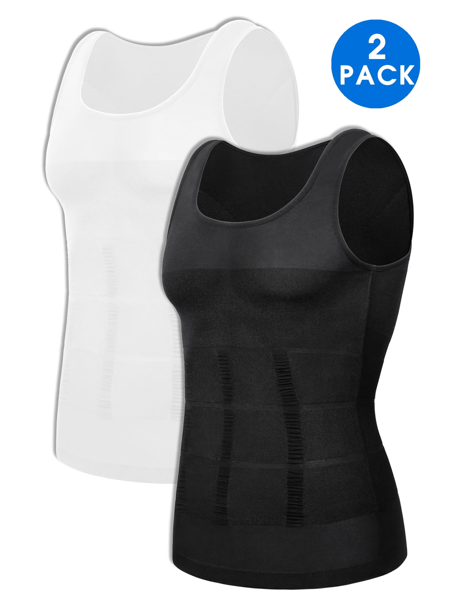 LALAMELON 2 Pack Mens Compression Body Shaper Tummy Control Vest ...