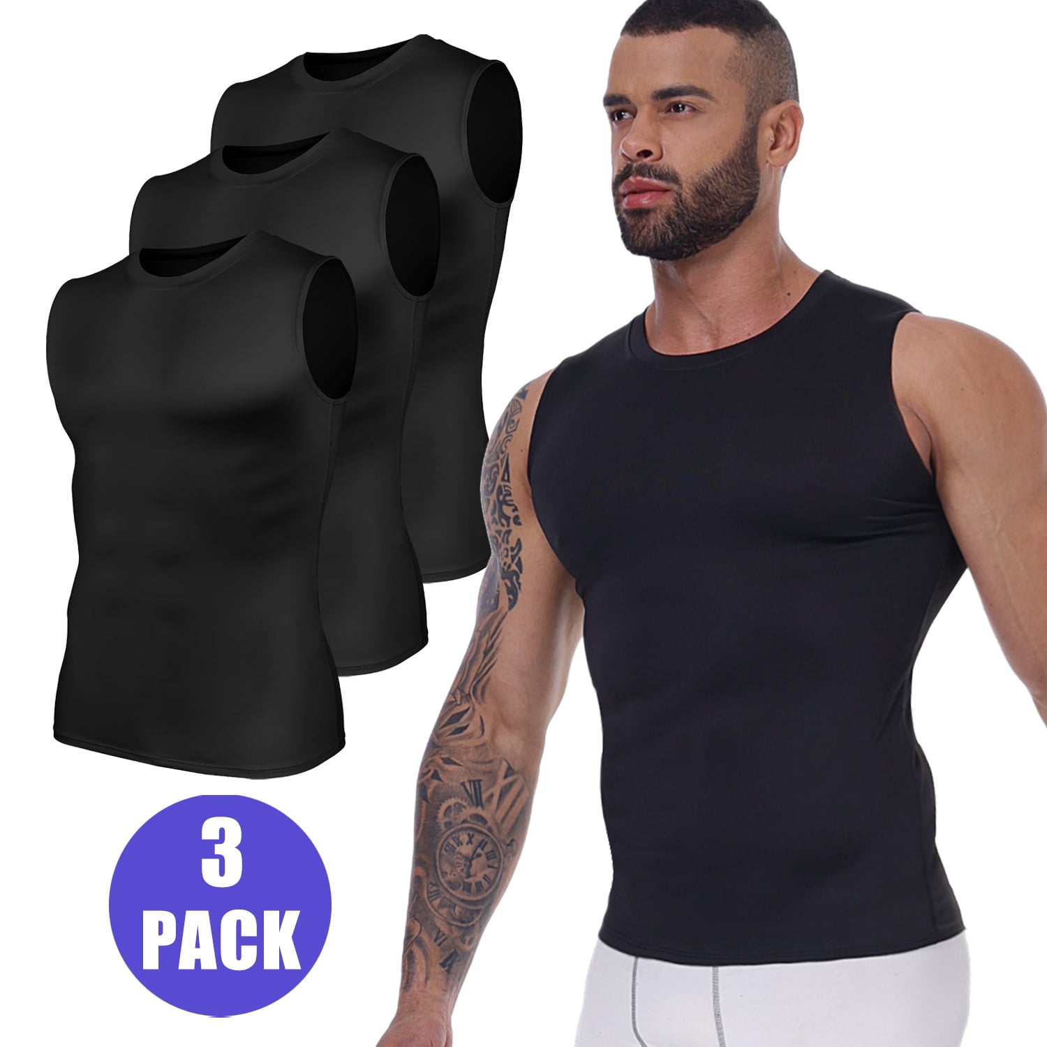 LALAMELON 3 Pack Mens Workout Running Tank Top Sleeveless Gym Athletic ...