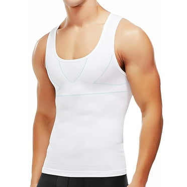 Mens Tummy Control Undershirt Vest Tight Tank Top Compression Shirt ...