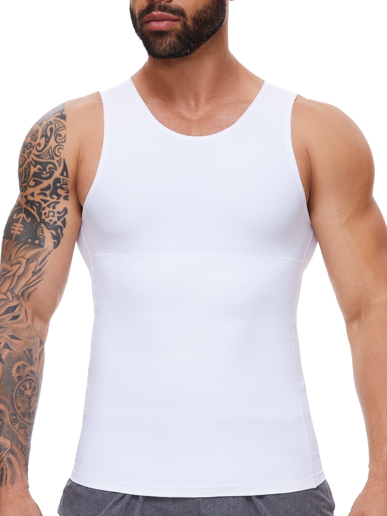 LALAMELON Mens Compression Shirt Tummy Control Body Shaper Gynecomastia ...